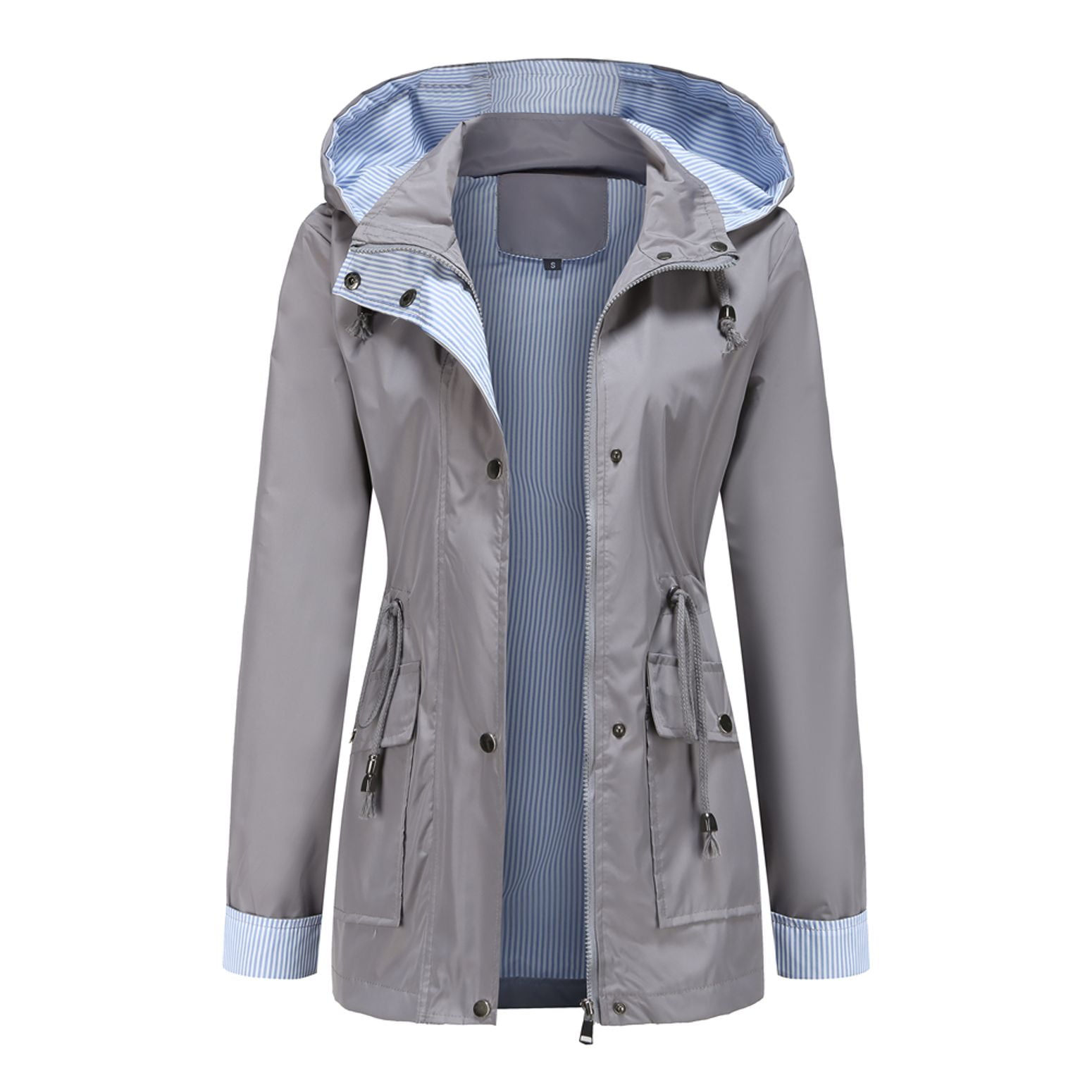 Defitshape Women's Waterproof Rain Jacket Hooded Raincoat Lightweight ...
