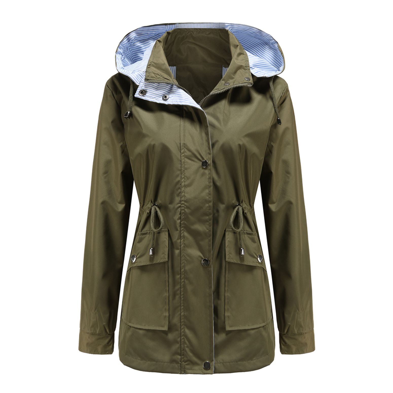 Defitshape Women's Waterproof Rain Jacket Hooded Raincoat Lightweight ...