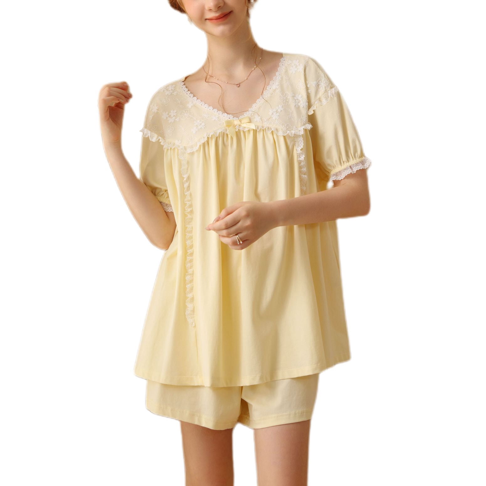 Defitshape Women's Women's Cotton PajaCotton Pajama Set Cute Pjs 2 ...