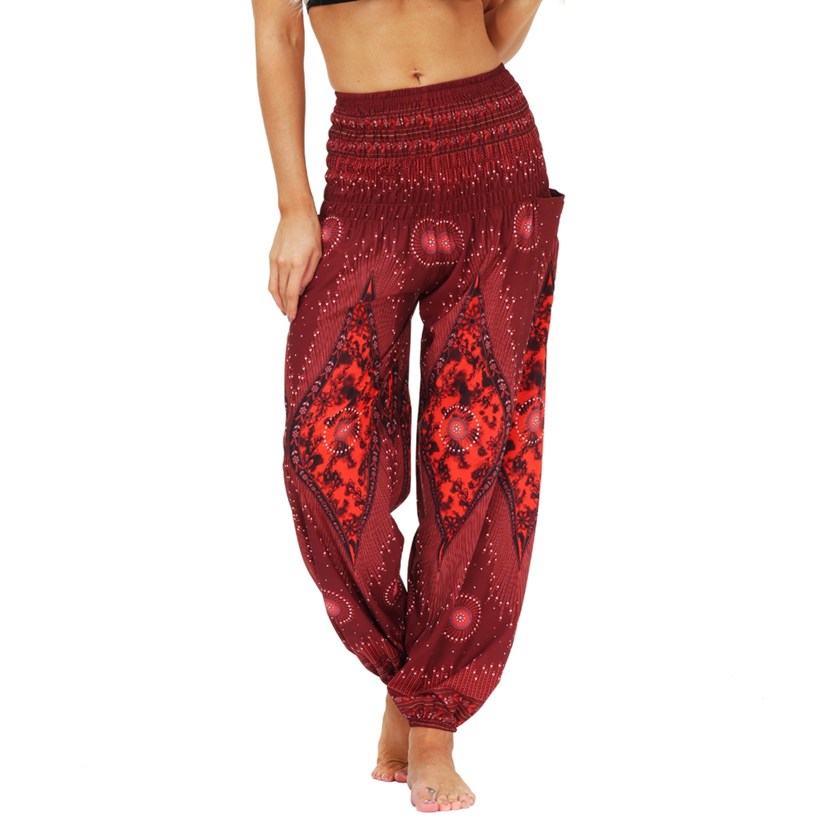 Defitshape Women's Yoga Pants High Waist Bohemian Lightweight Tapered ...