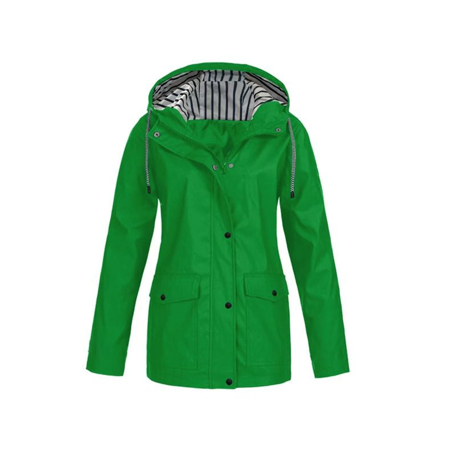 Defitshape Womens Hooded Rain Jacket Fall Raincoat Long Sleeve Anorak ...
