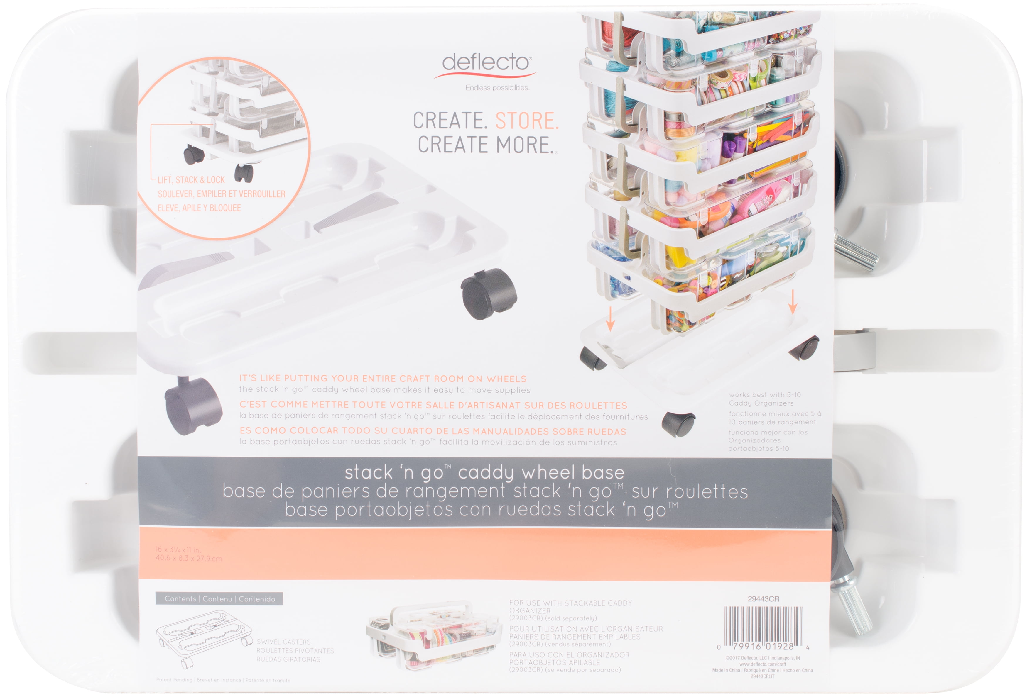 Stack N'Go White Rolling Cart Trolley Wheel Base for Craft Room ...