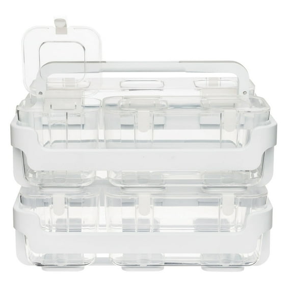 Deflecto Stackable Caddy Organizer, 3 Containers, Clear Handle, White ...
