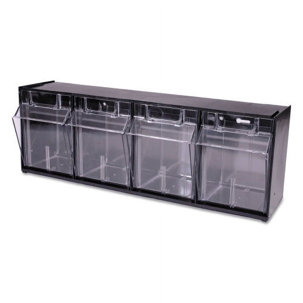 Deflecto Tilt Bin Interlocking Multi-Bin Storage Organizer, 4 Sections ...