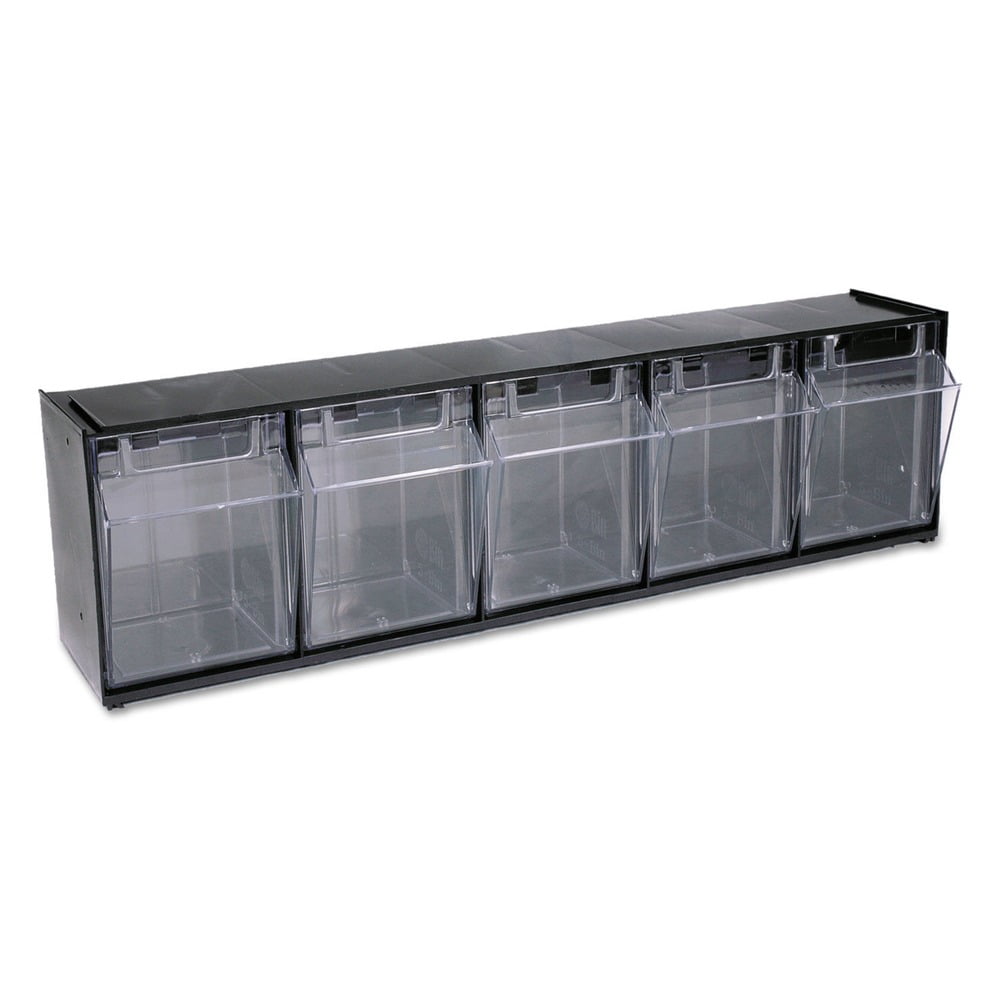 Deflecto Tilt Bin Interlocking Storage Bins, 5-Bin Unit, Black ...