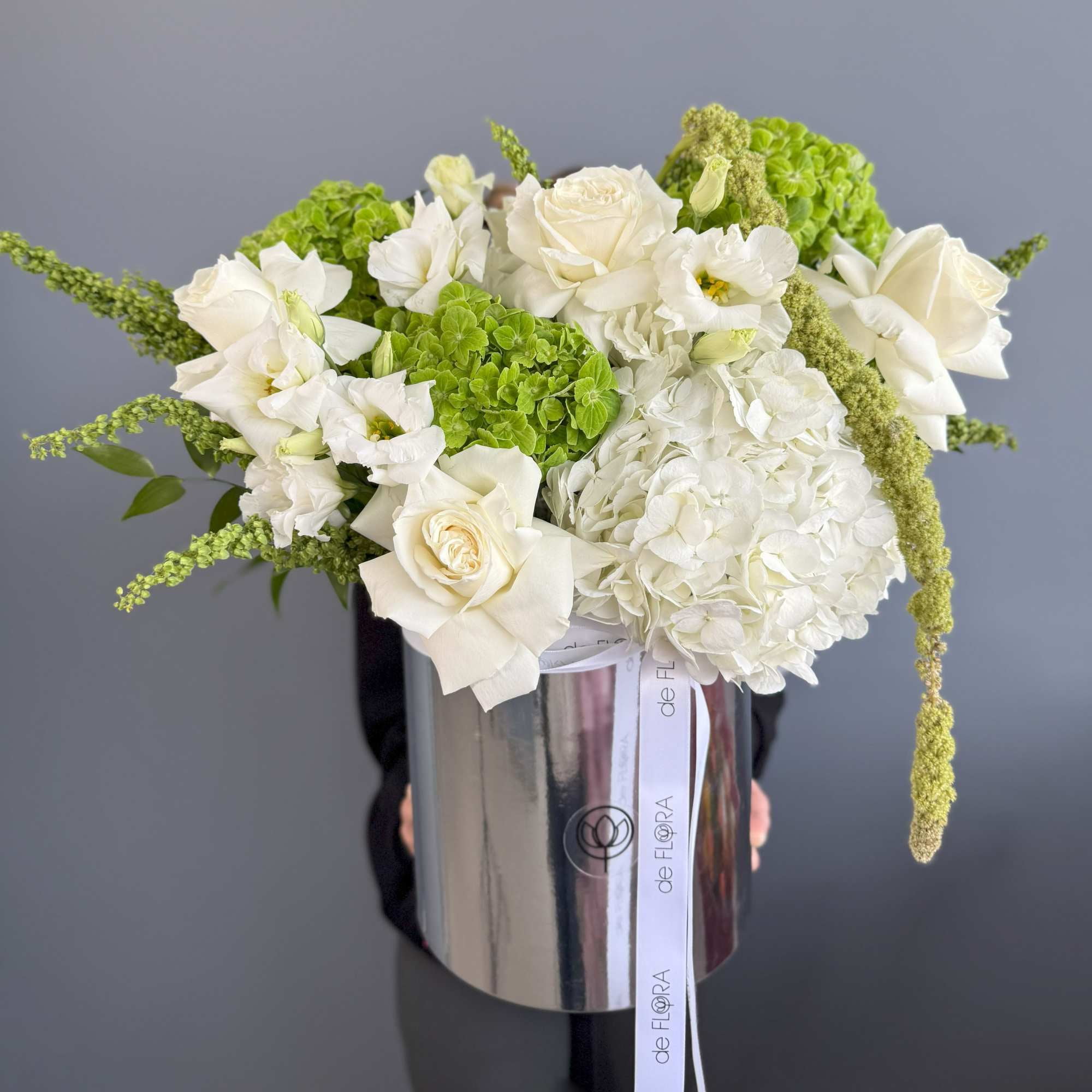 Deflora Shop Flowers and Gifts White and Green Silver Box - Deluxe ...