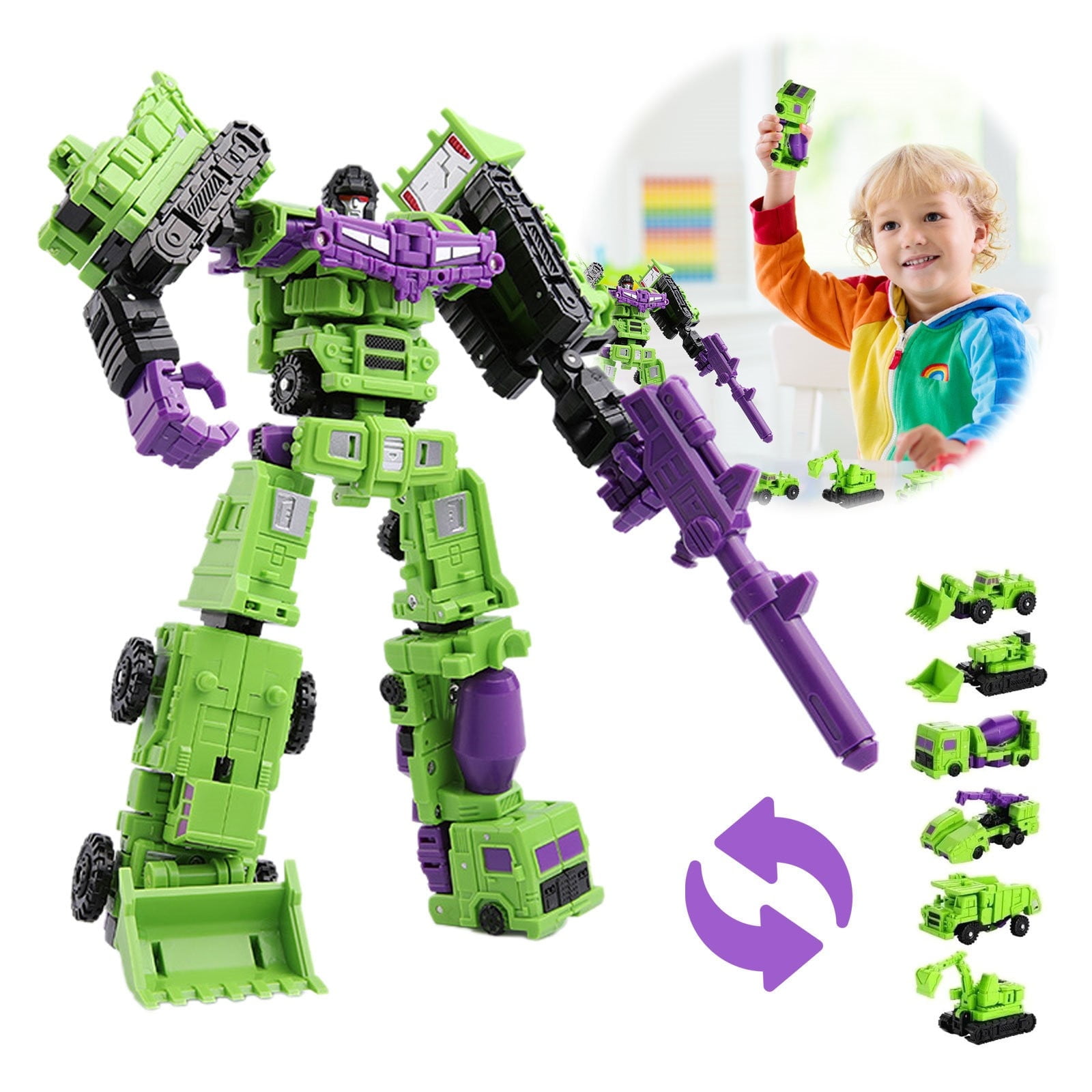 Deformation Robot Toy Devastator Engineering Combiner 6 In 1,Vintage Classic Action Figure Car ...