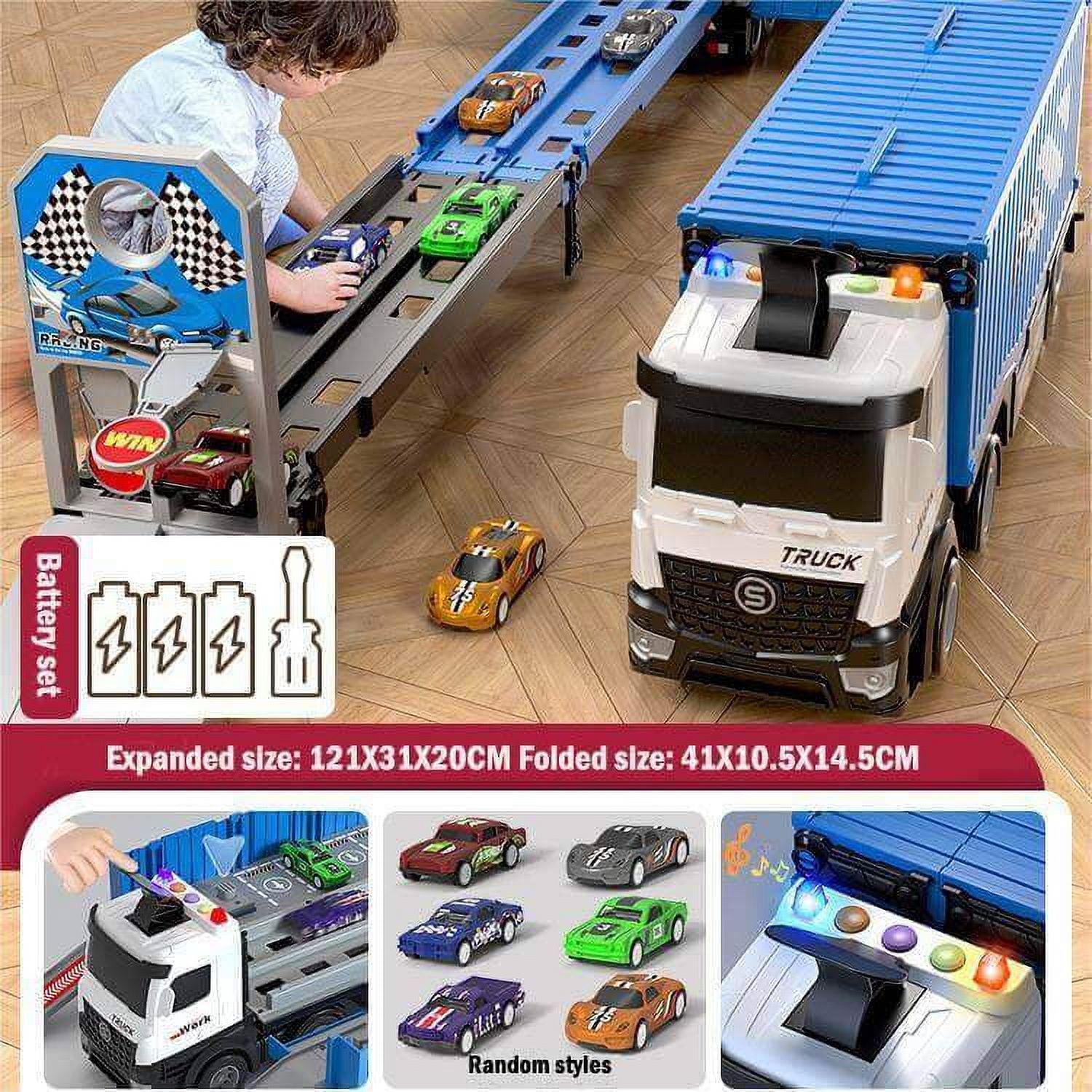 Deformed Storage Container Truck Track Racing Ejection Alloy Car Toy ...