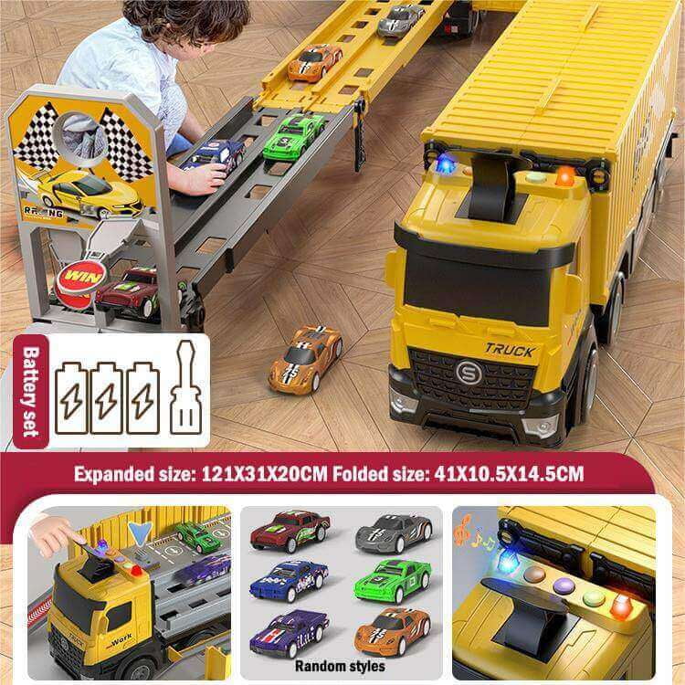 Deformed Storage Container Truck Track Racing Ejection Alloy Car Toy ...