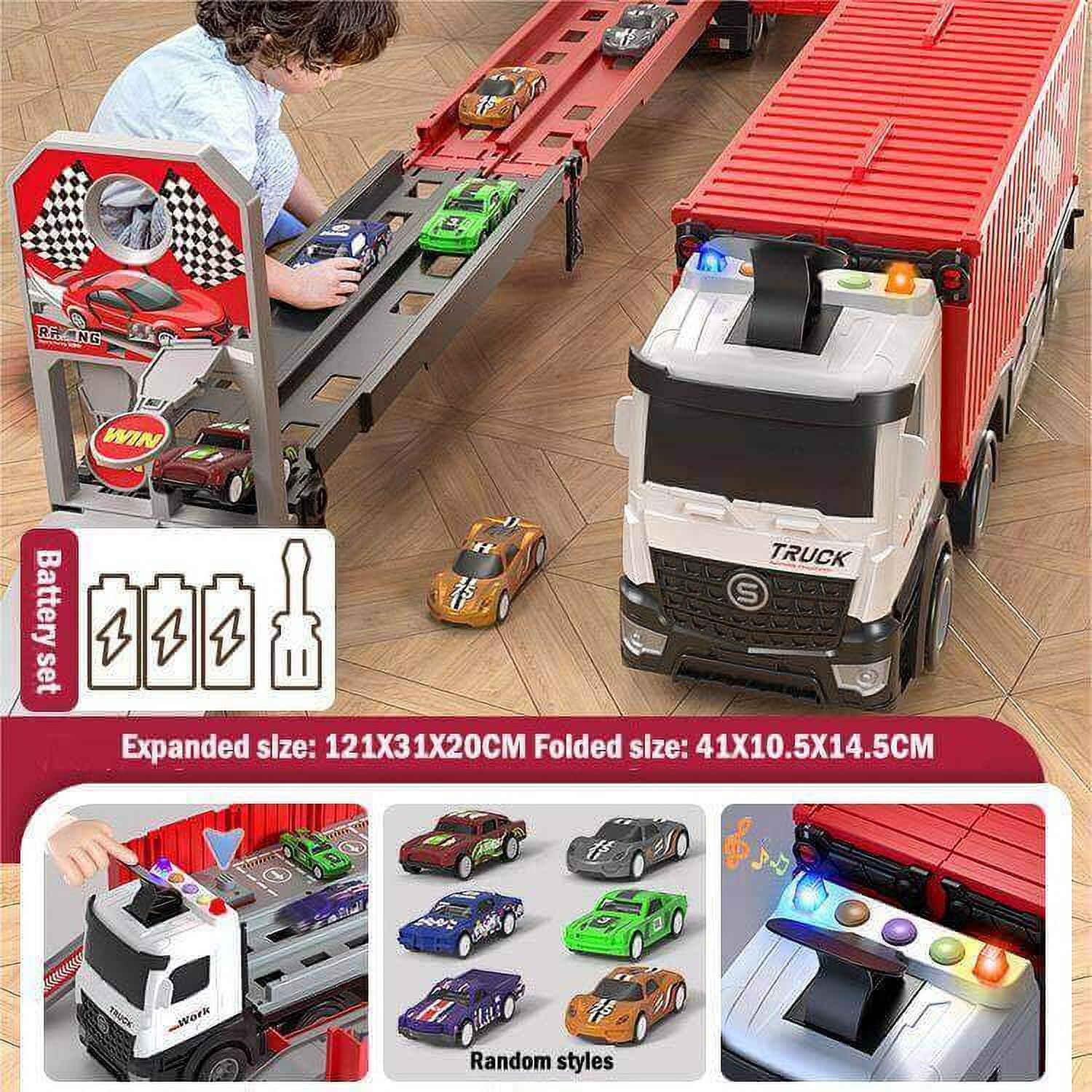 Deformed Storage Container Truck Track Racing Ejection Alloy Car Toy ...