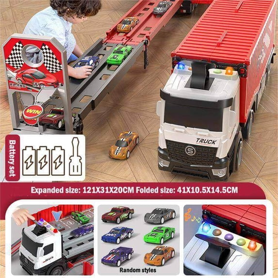 Deformed Storage Container Truck Track Racing Ejection Alloy Car Toy ...