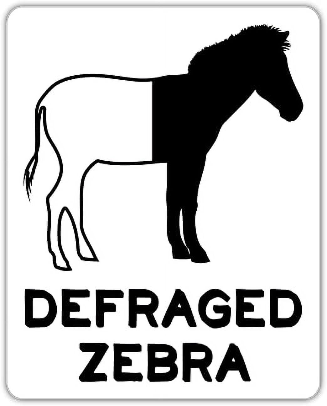 Defragged Zebra Hard Drive Computer PC Joke Funny Sticker Decal 4x5 ...