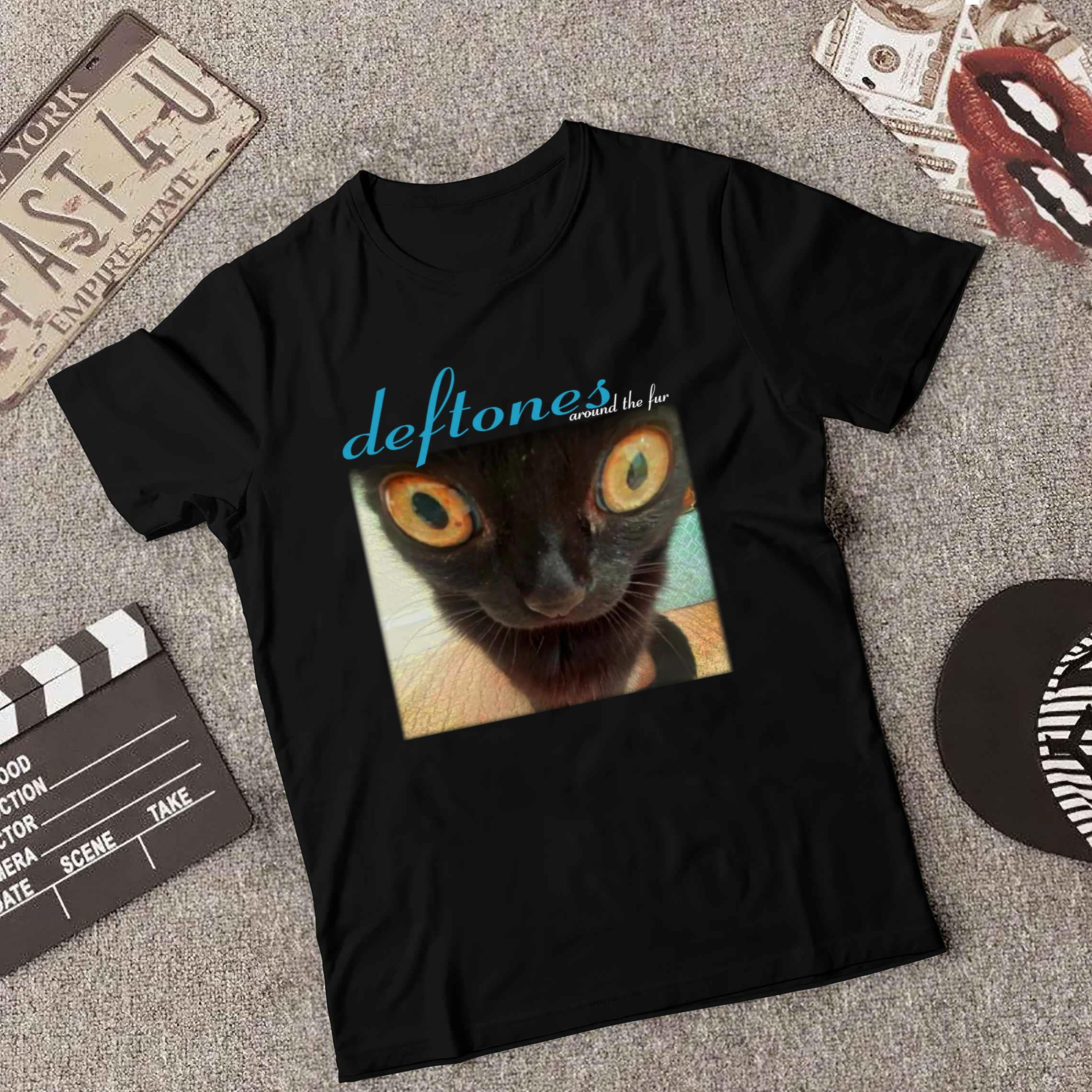 Deftones Around The Fur Funny Black Cat Album Graphic T-Shirt unisex up ...
