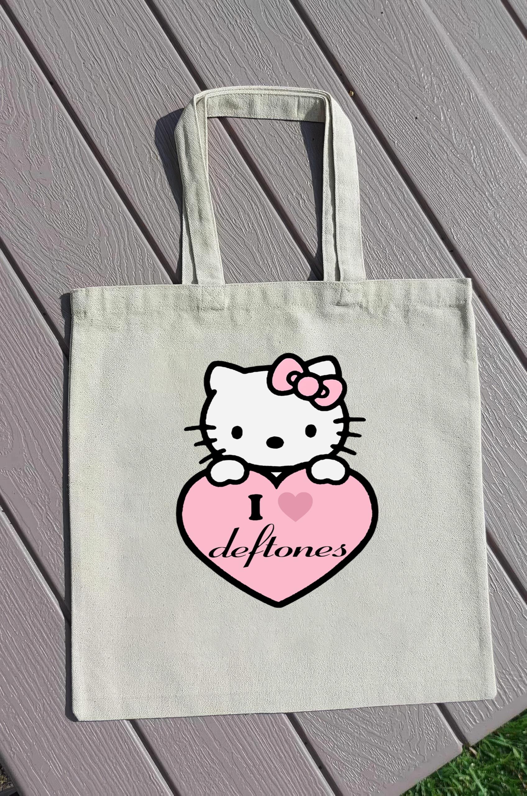 Deftones Cute Hello Kitty Tote Bag Fan Gift Concert Heavy Cotton I ...