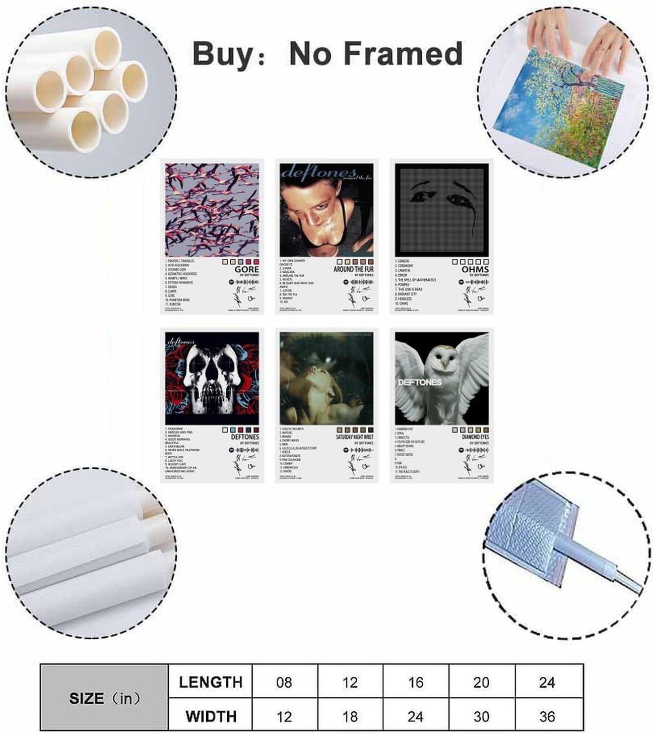 Deftones Poster Album Cover Music Posters Set Of 6 For Room Aesthetic ...