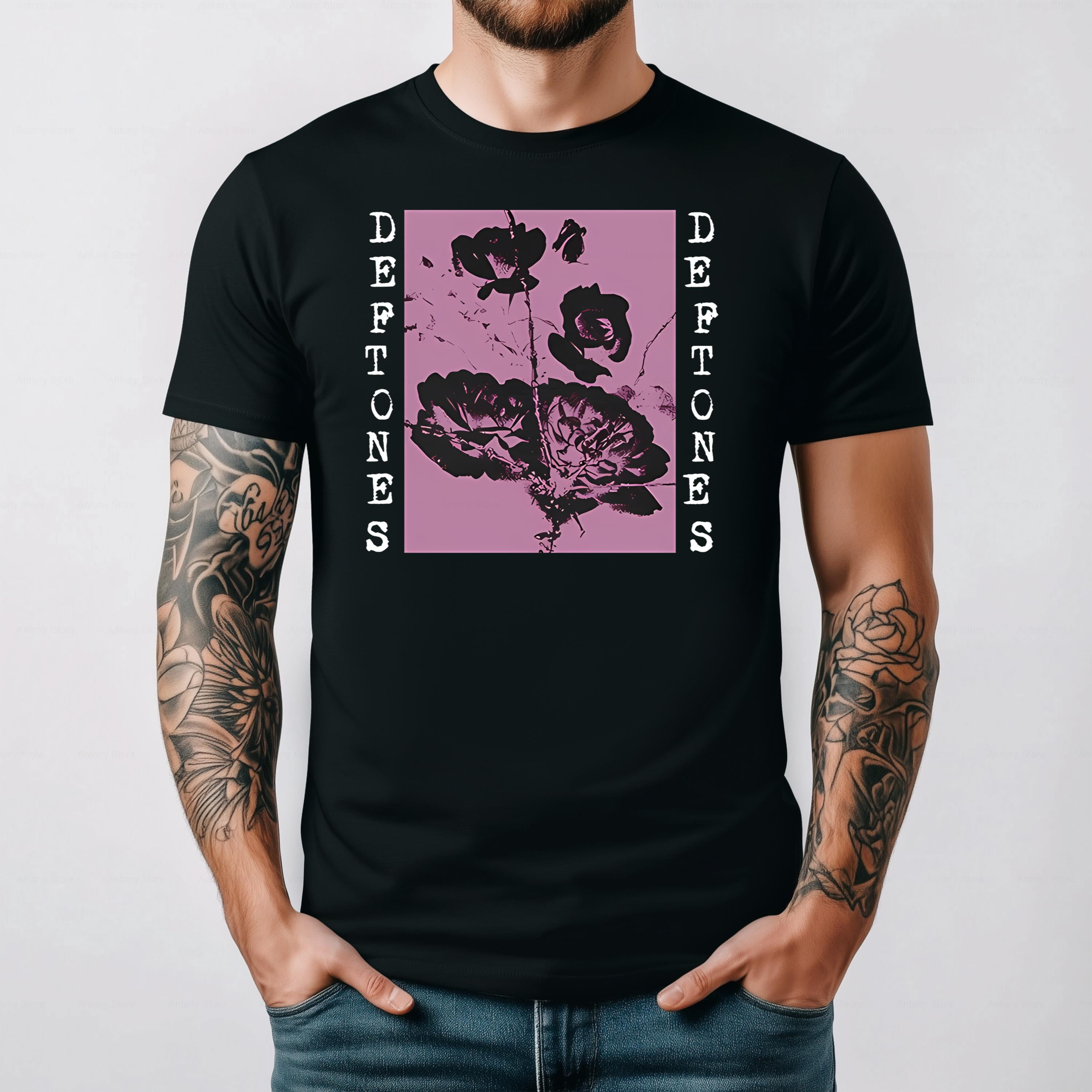 Deftones Rare Logo With Flowers Alt Metal Band Graphic T-shirt up to ...