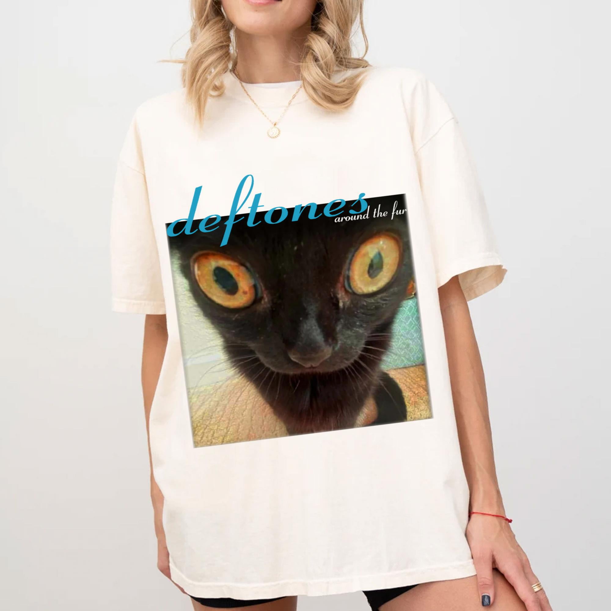 Deftones around the fur cat band Vtg Black Men Black Tee Shirt Size S ...