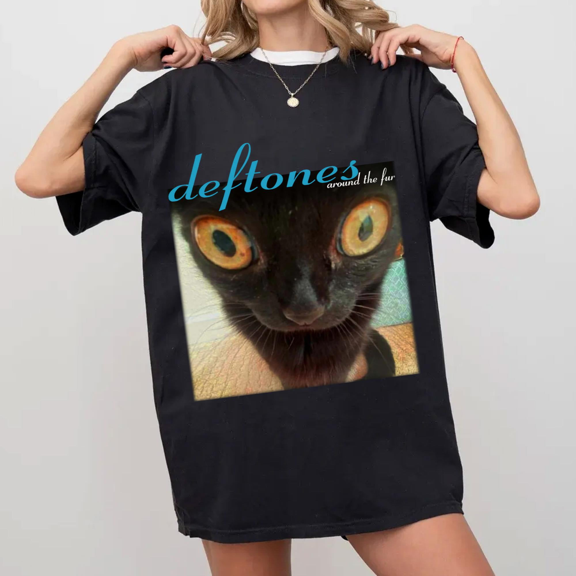 Deftones around the fur cat band Vtg Black Men Black Tee Shirt Size S ...