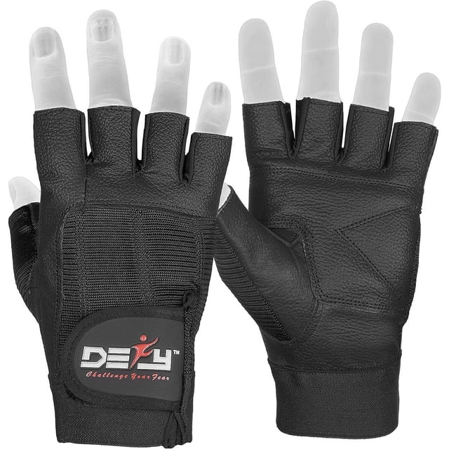 Defy Leather Weight Lifting Gloves - Heavy Duty Gloves Padded Gym Body ...