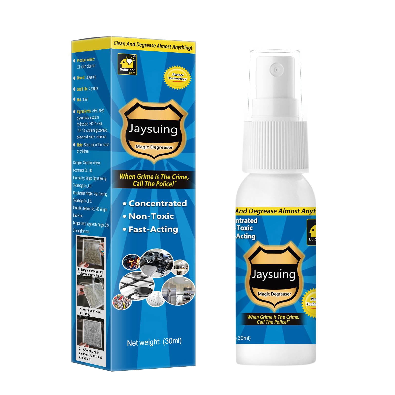 Degreaser Cleaner Spray, 30 ml Kitchen Cleaner Degreaser All Purpose ...