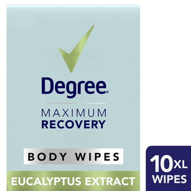 Degree Maximum Recovery Body Wipes Eucalyptus Extract, 1 Box, 10 Count ...