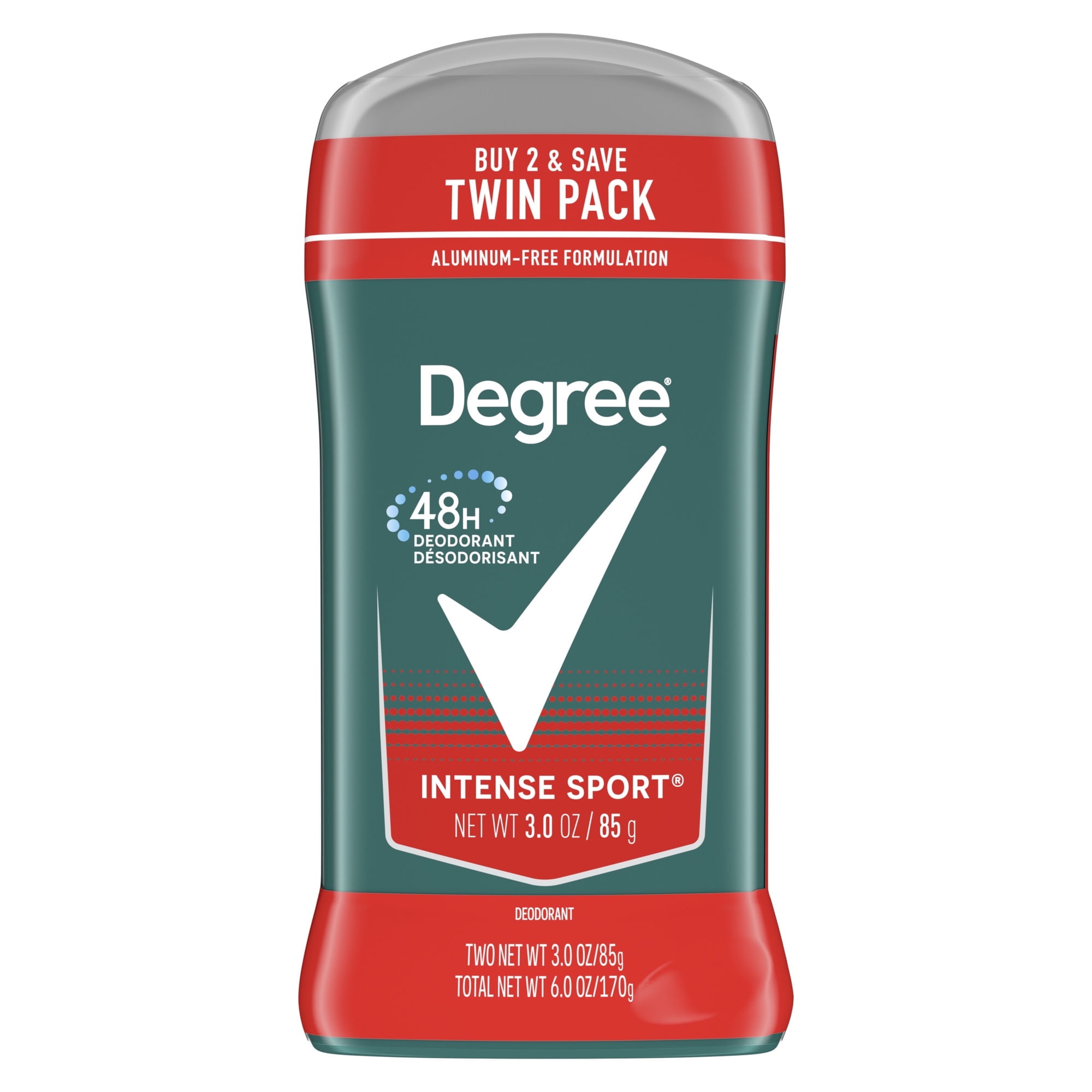 Degree Men Intense Sport 48H Aluminum-Free Deodorant Twin Pack, 3 oz ...