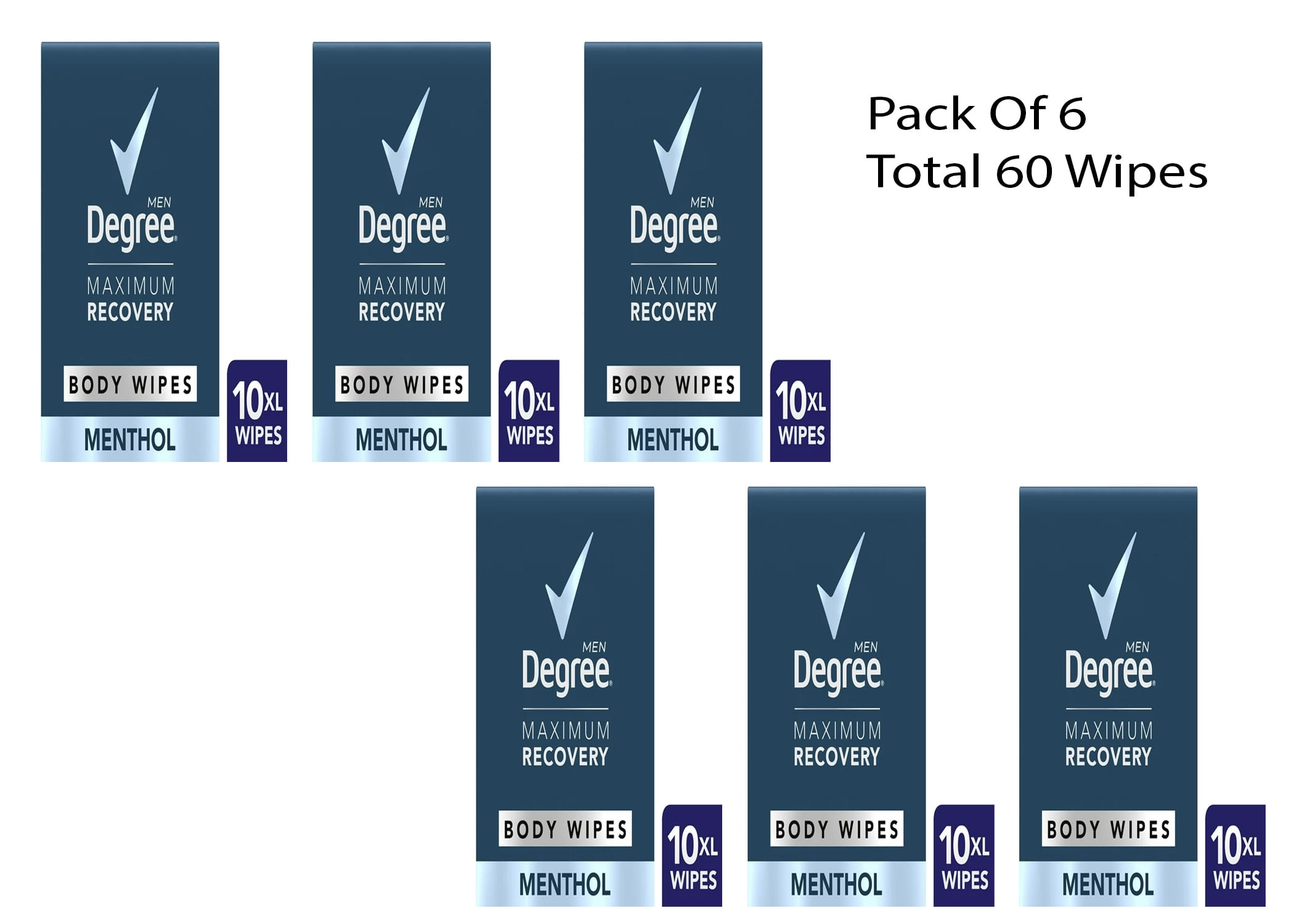 Degree Men Maximum Recovery Body Wipes Menthol, 1 box, 10 Count (Pack ...