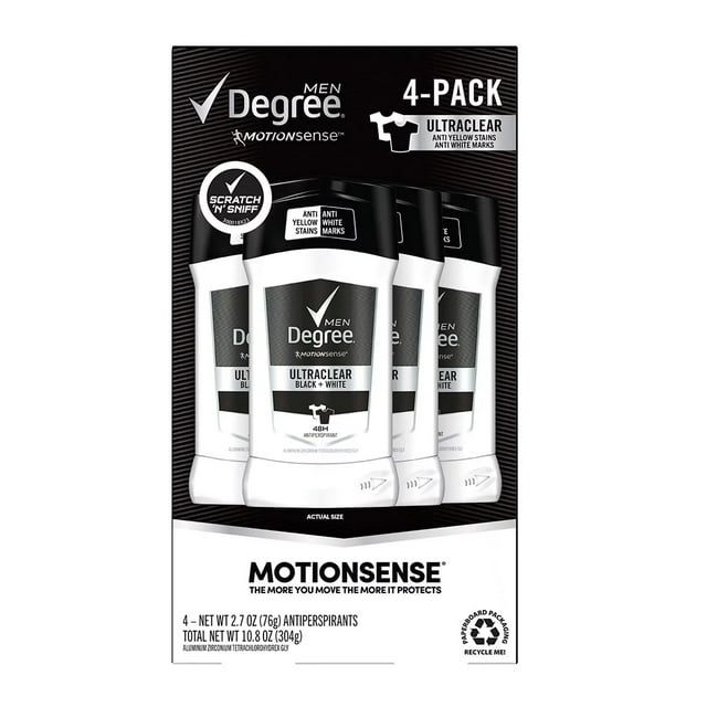 Degree Men UltraClear Black+White Antiperspirant Deodorant, 2.7 oz, 4 ...