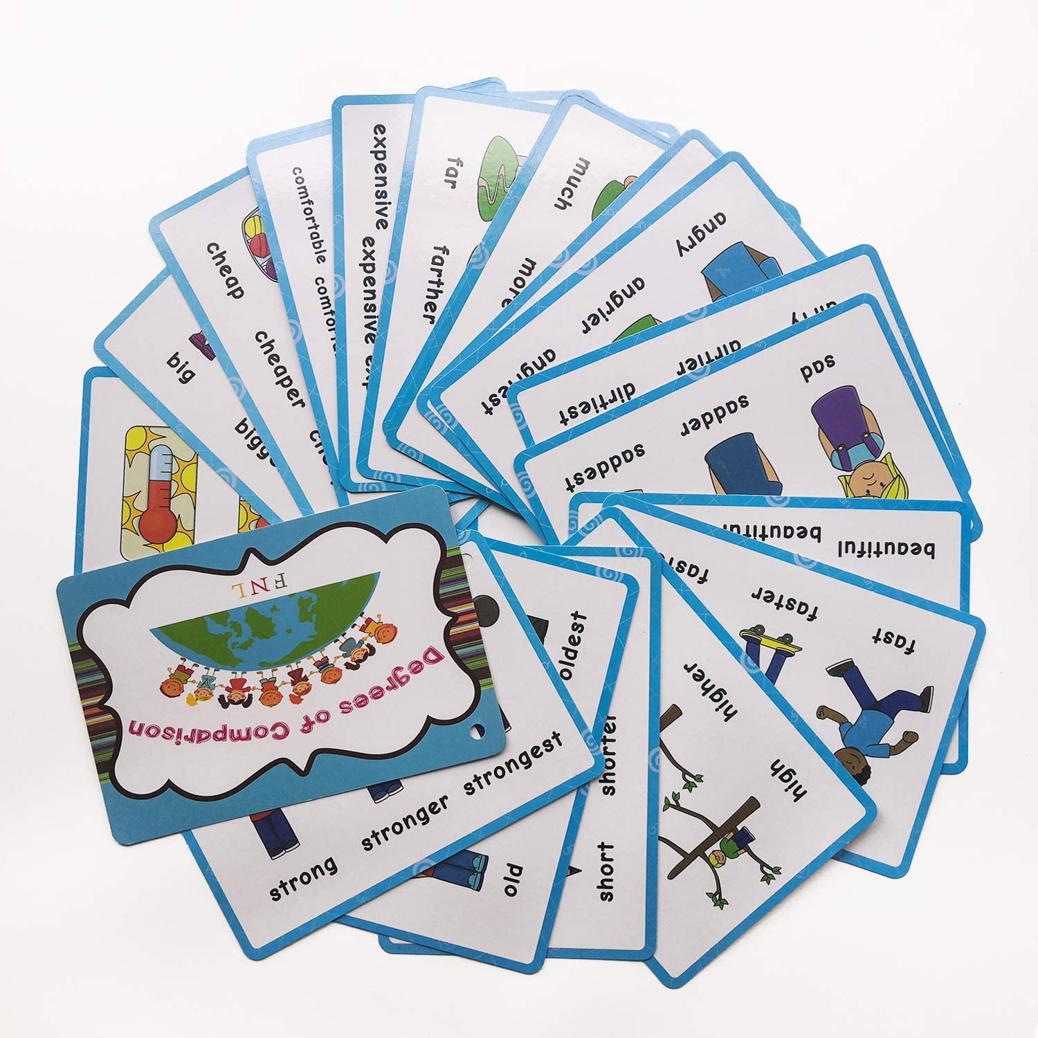 Degrees of Comparison Flash Cards | Learning Toys Flashcards for ...