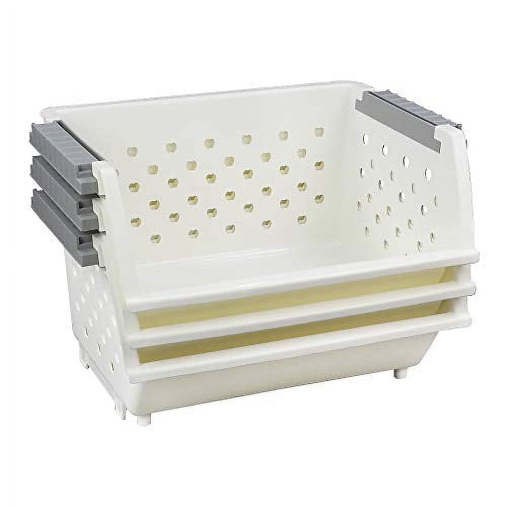 Dehouse 3-Pack Plastic Stacking Storage Organizer Basket, Stackable ...