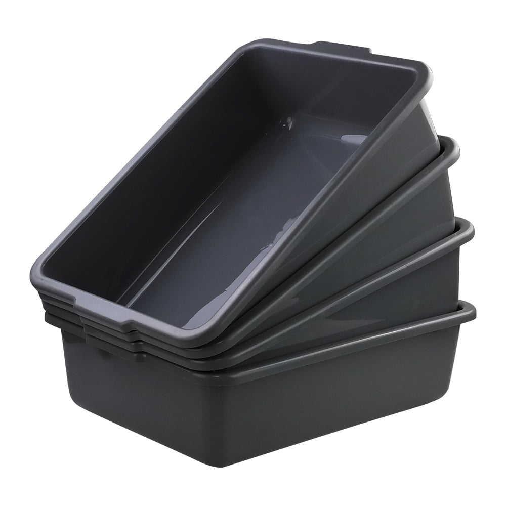 Dehouse 4-Pack 24 L Gray Large Plastic Bus Box, Commercial Bus Tubs ...