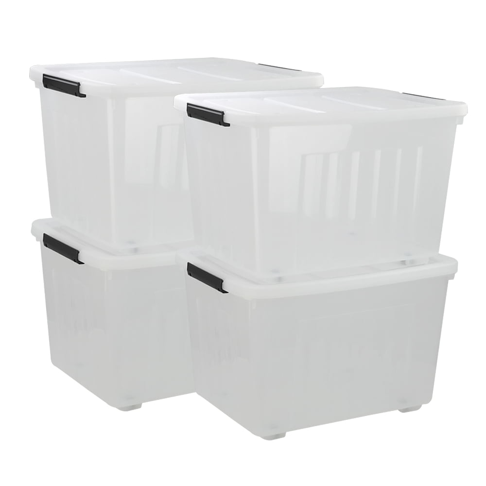 Dehouse 70 L Large Clear Storage Boxes, 4-Pack Plastic Storage Box with ...