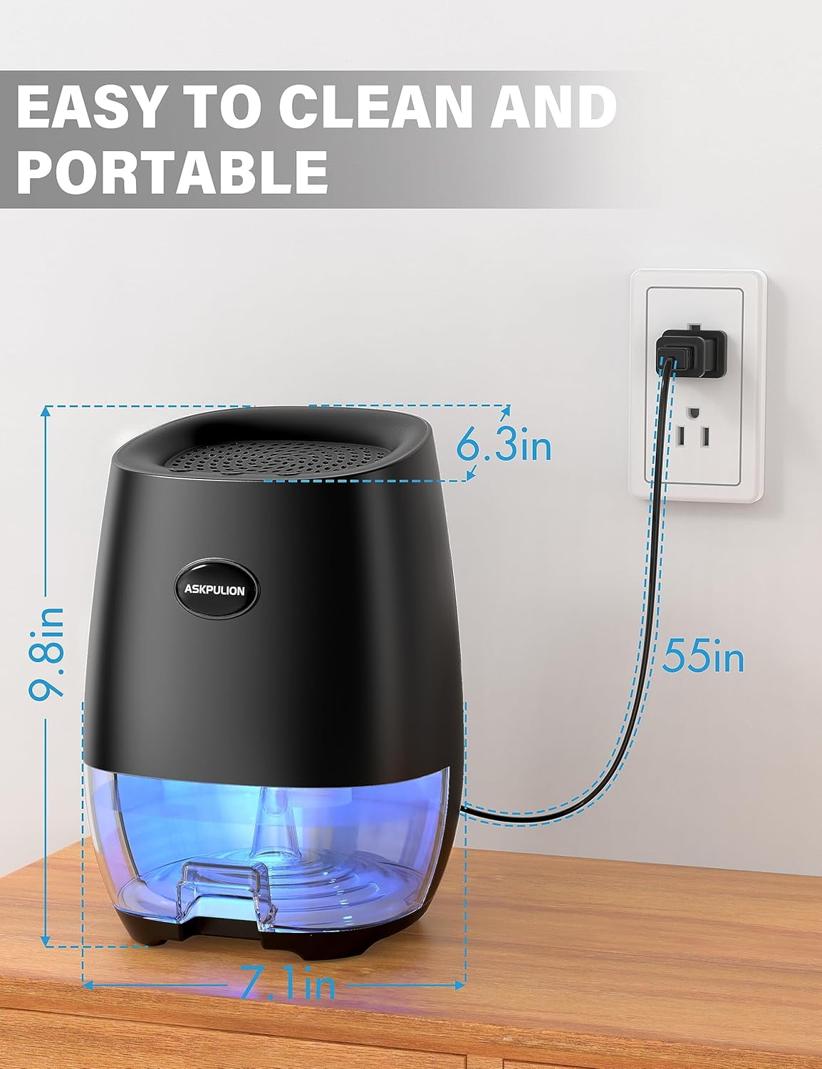 Dehumidifiers for Home, 35oz Small Dehumidifier for Bathroom (300sq.ft ...