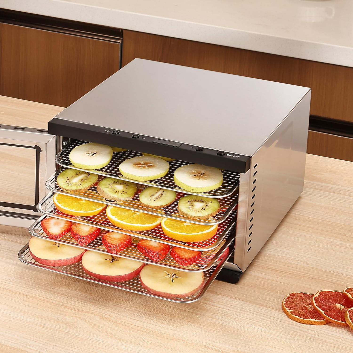 Dehydrator Machine - 5 Stainless Trays, Digital Adjustable Timer, 400W ...