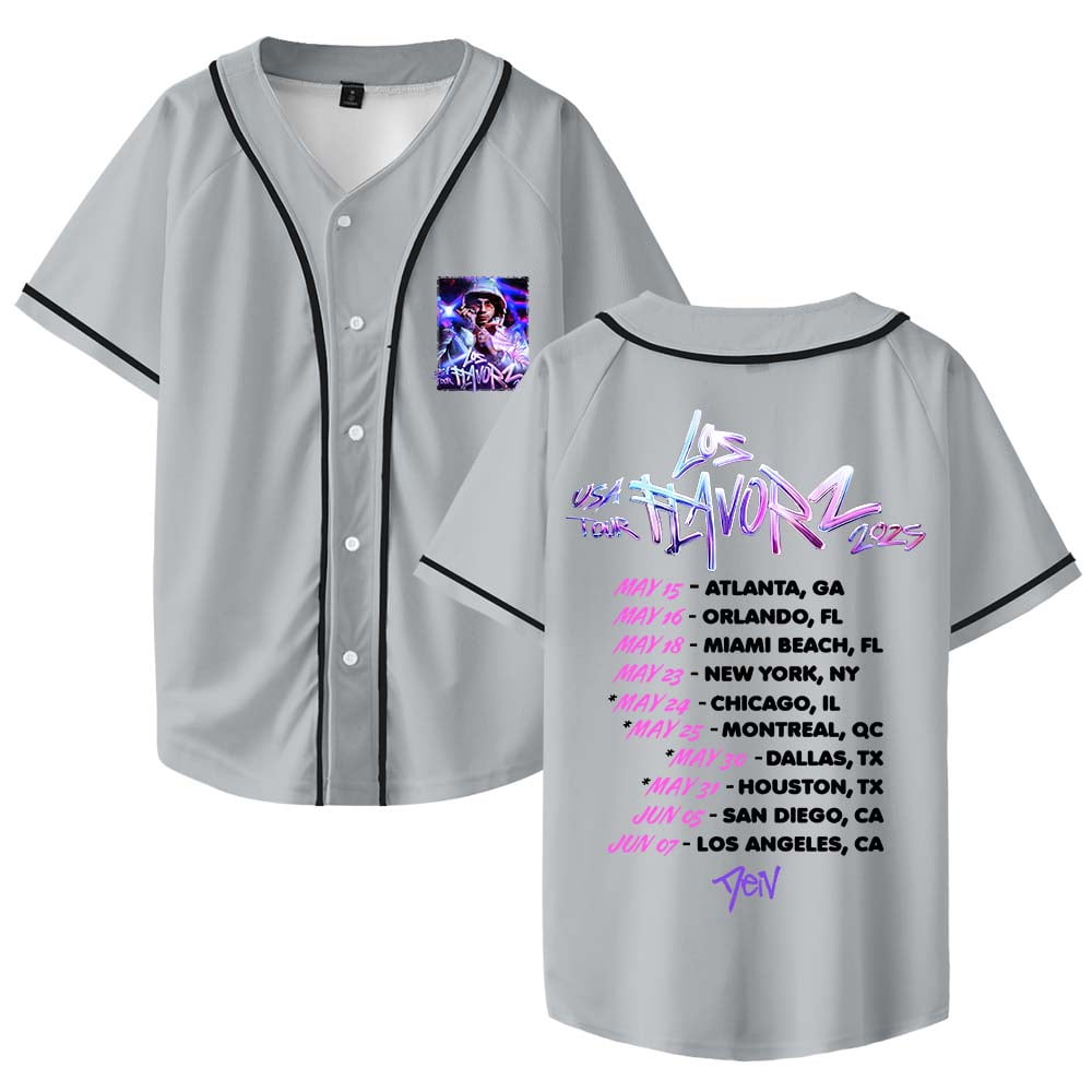 Dei V Los Flavorz USA Tour 2025 Merch Baseball Jersey V-Neck Shirt ...