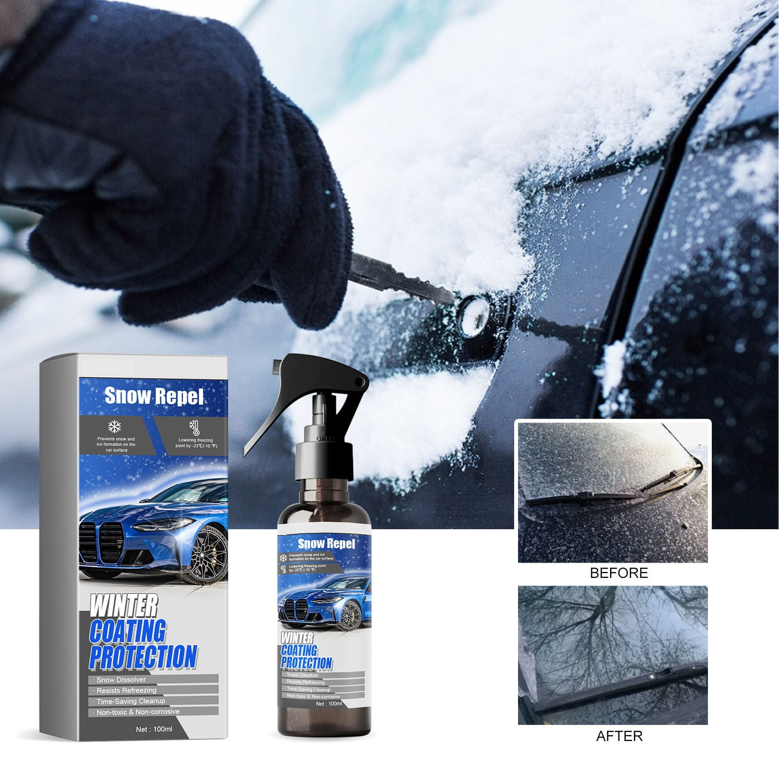 Deicer for Car Windshield Auto Deicing Spray, Window Defroster ...