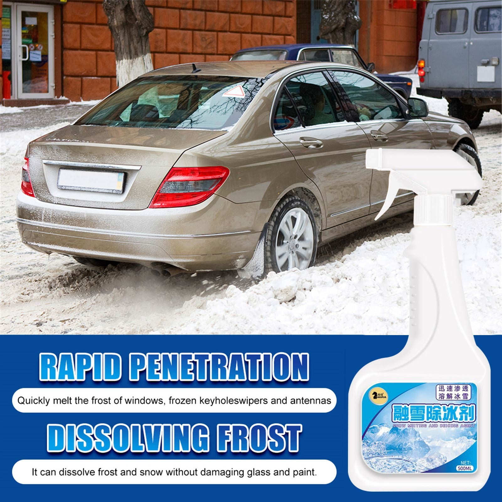 Deicer Spray for Car Windshield Washer Fluid, Winter Liquid Ice Melt ...
