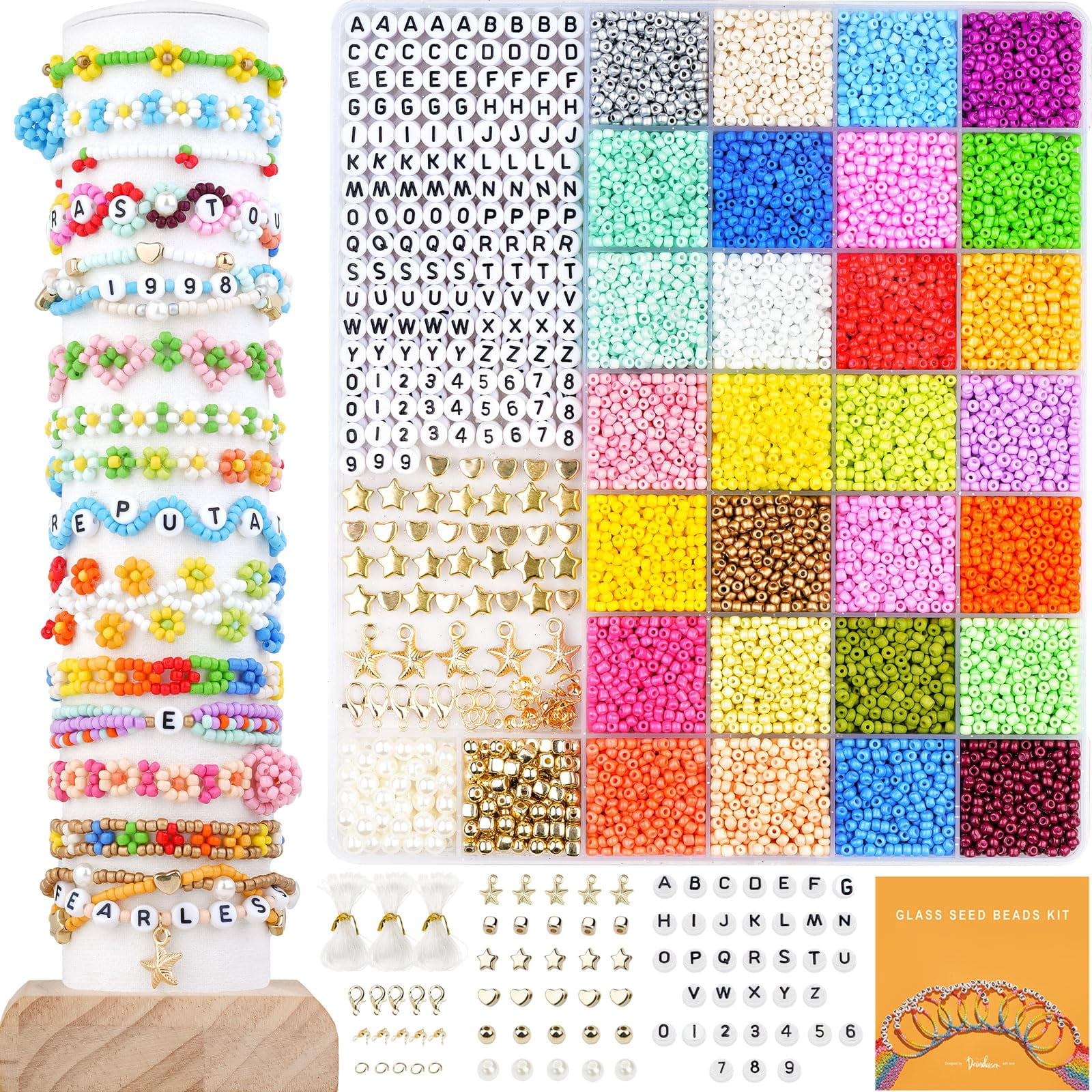 Deinduser Glass Seed Beads Bracelet Making AIS1 Kit, 3mm 10000 Pcs Tiny ...