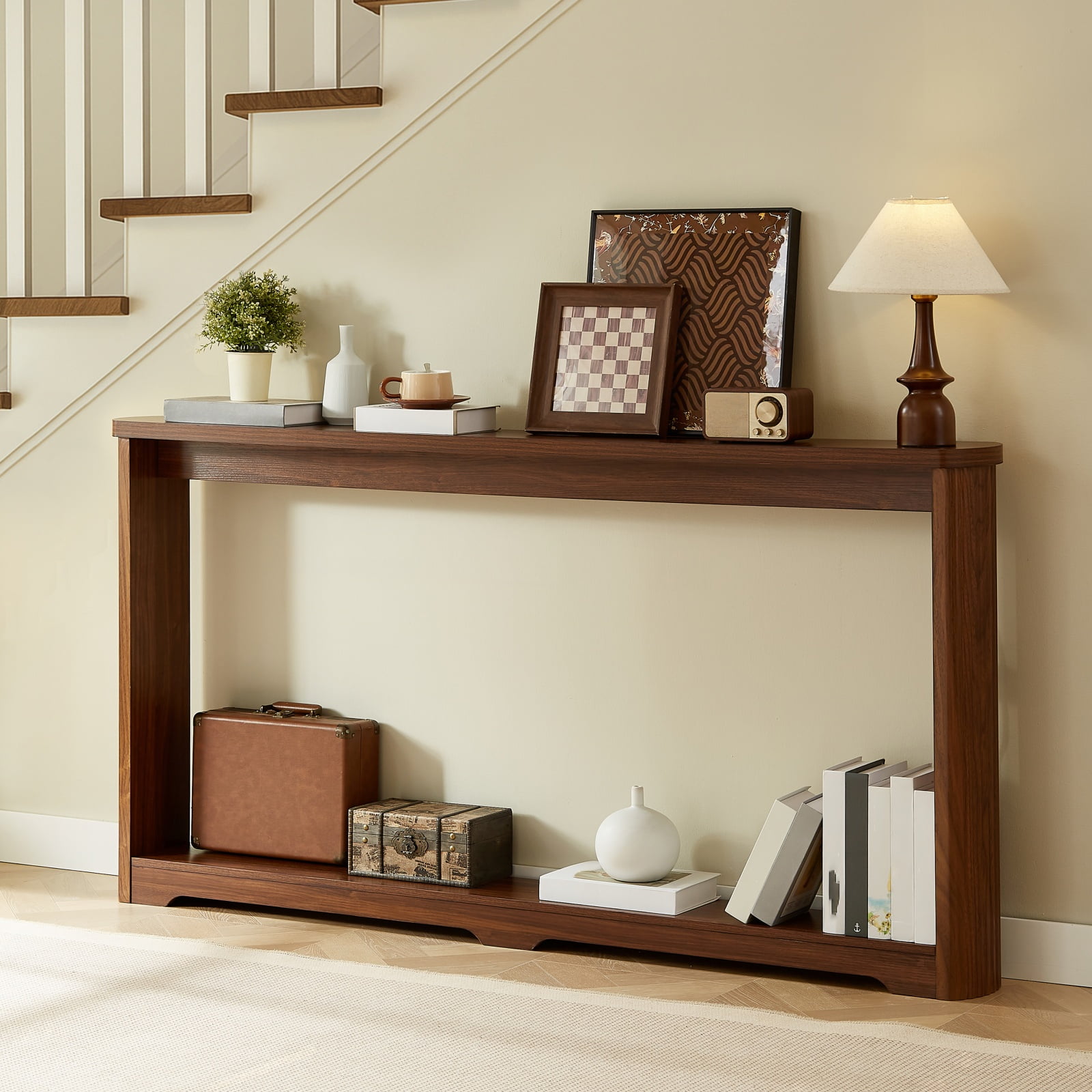 Deiokin 70.1" Narrow Console Table, Corrugated Wooden Sofa Table with ...
