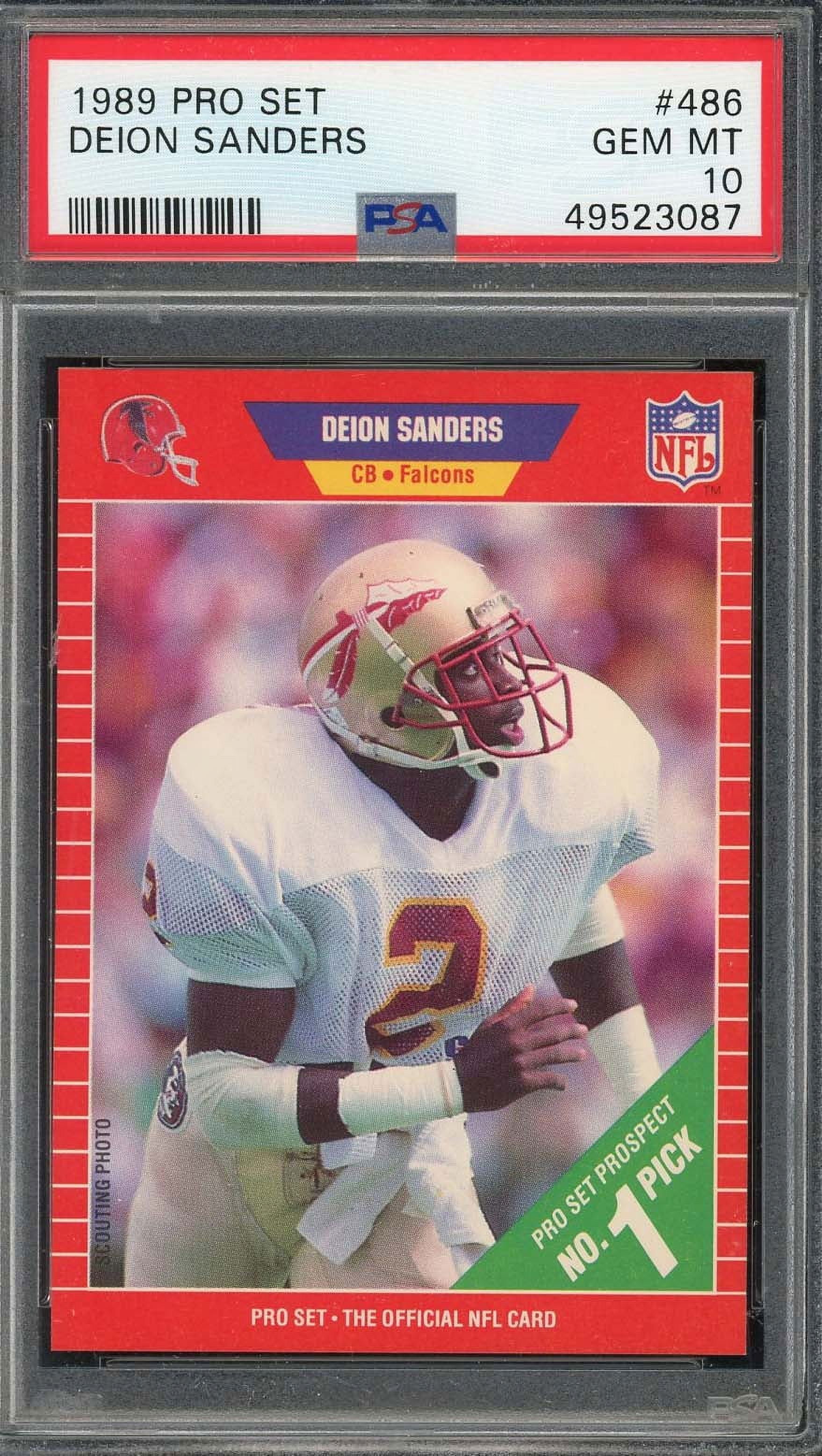 Deion Sanders 1989 Pro Set Football Rookie Card RC #486 Graded PSA 10 ...