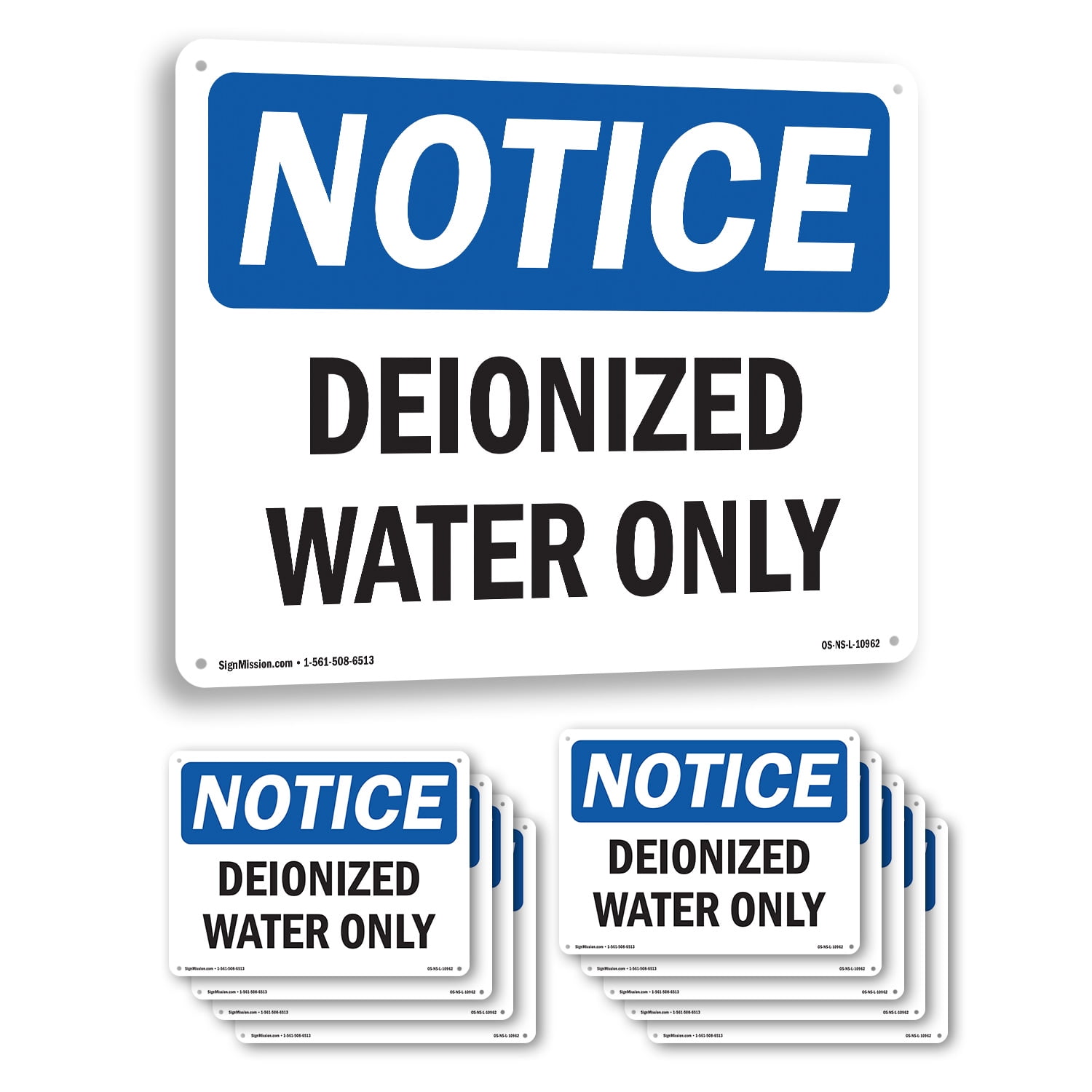 Deionized Water Only OSHA Notice Rigid Plastic Sign 10 Inch x 7 Inch ...