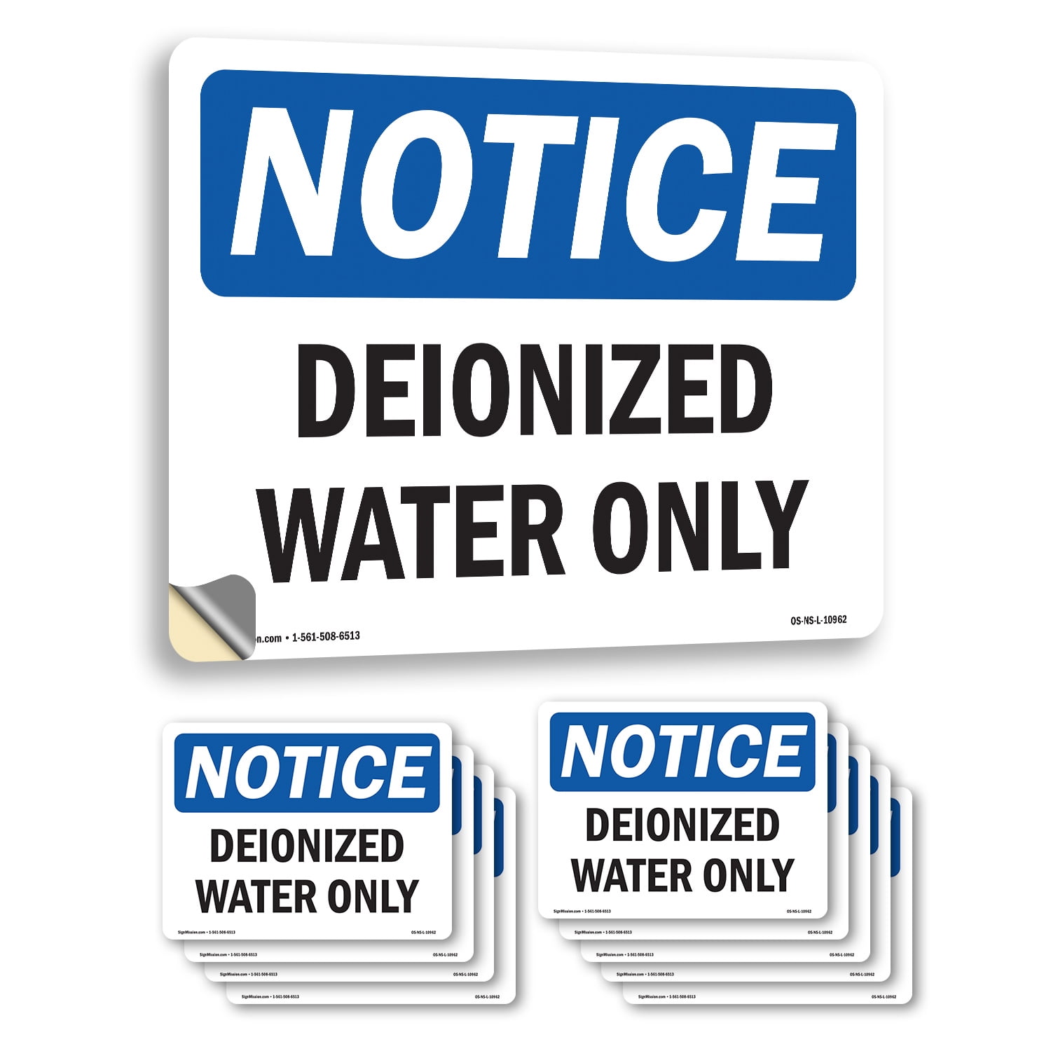 Deionized Water Only OSHA Notice Vinyl Decal Label 24 Inch x 18 Inch ...