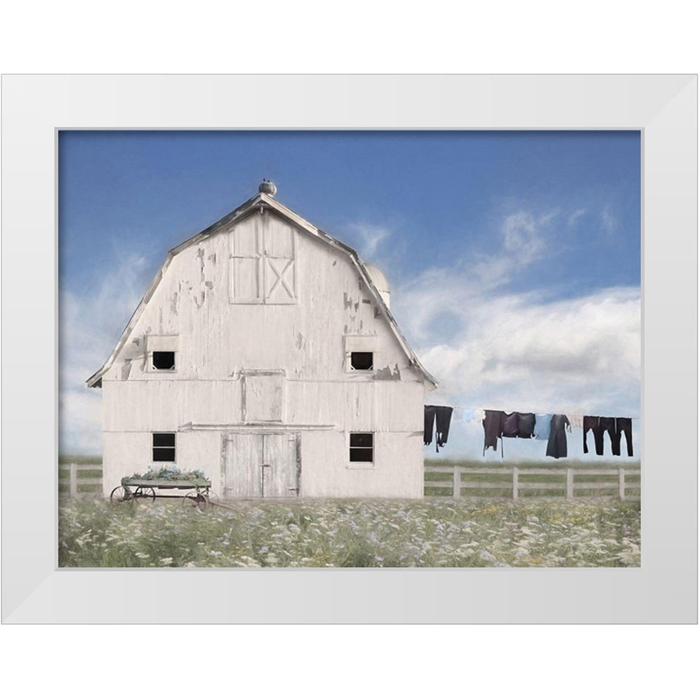 Deiter, Lori 14x12 White Modern Wood Framed Museum Art Print Titled - Amish Laundry - Walmart.com