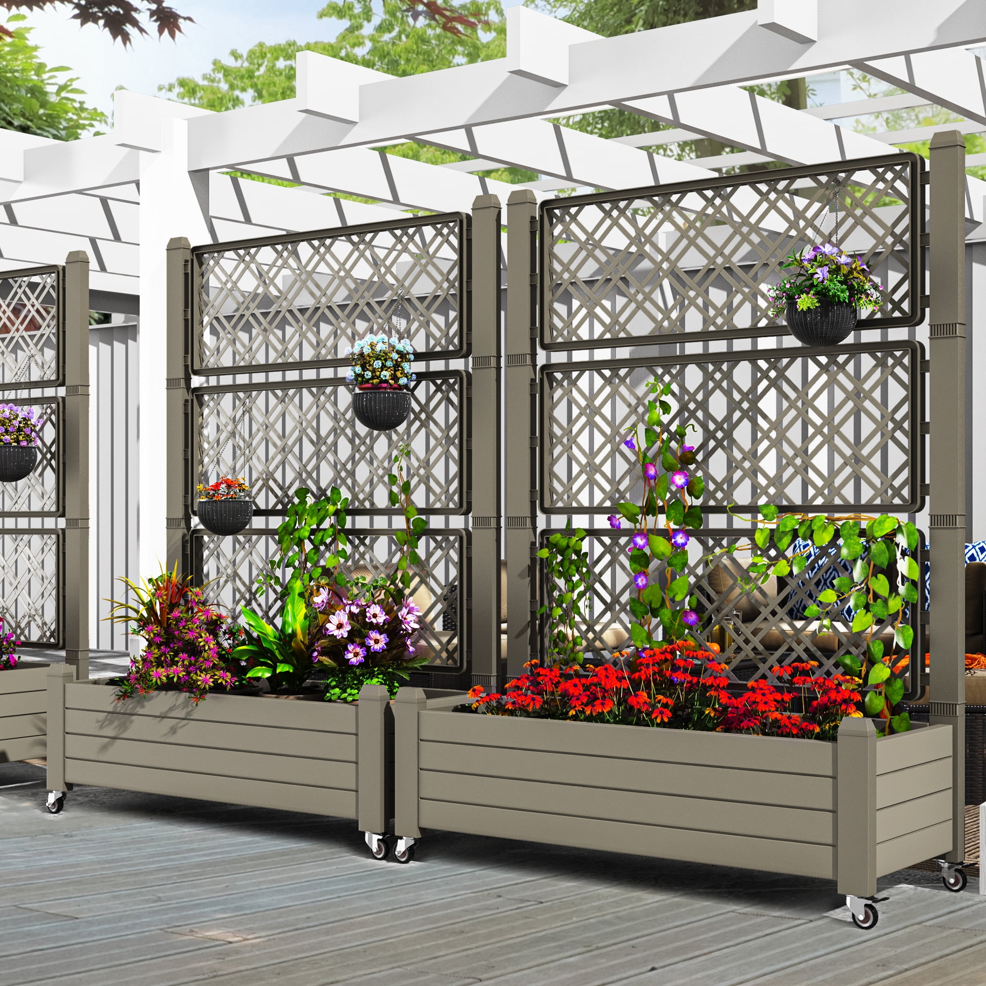 Dejiavue 3.6x1.5x5 FT Planter Box Trellis with Wheels, Large Outdoor ...