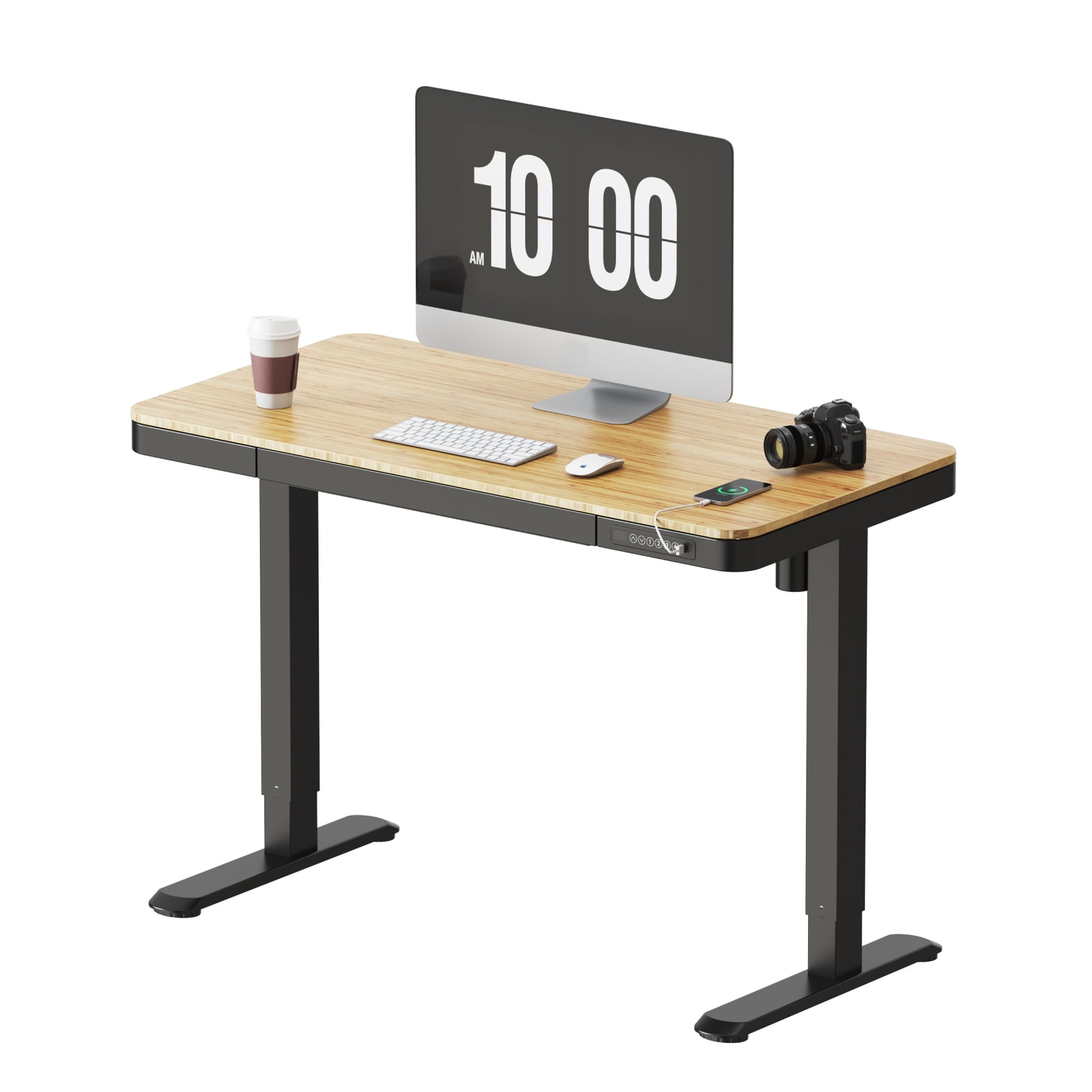 Dejiavue Comhar Electric Standing Desk with Drawers Charging USB A to C Port, Height Adjustable ...