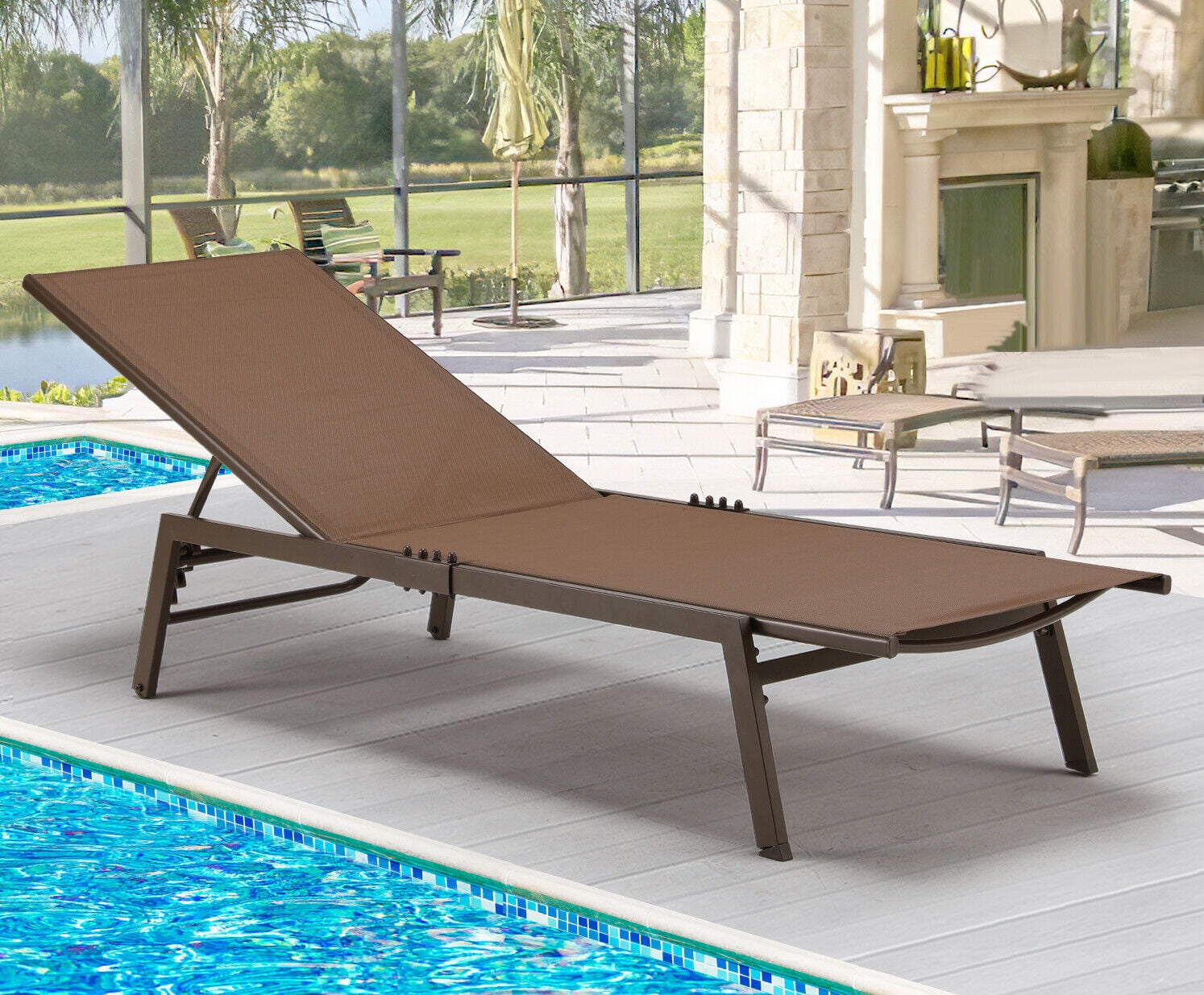 Dejiavue Outdoor Aluminum Chaise Lounge Chairs, 5Adjustable Backrest ...