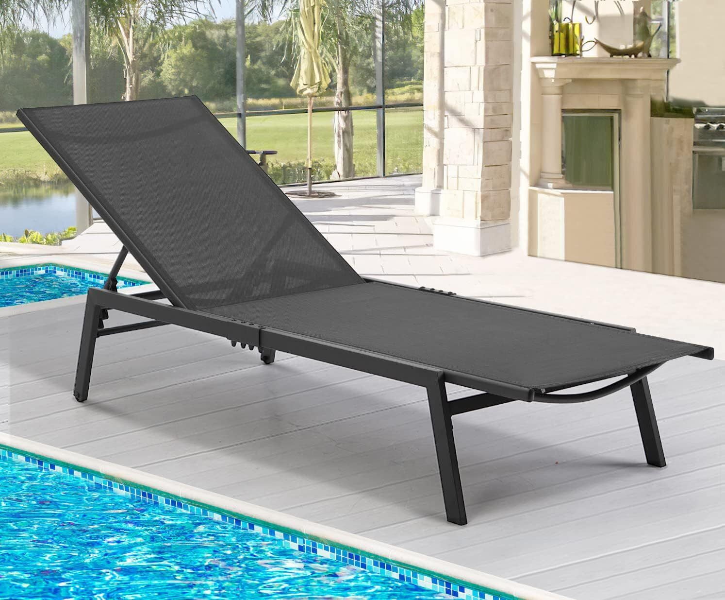 Dejiavue Outdoor Aluminum Chaise Lounge Chairs, 5Adjustable Backrest ...