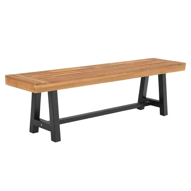 Dejiavue Outdoor Bench Garden Bench Wood 63", Patio Dining Bench ...