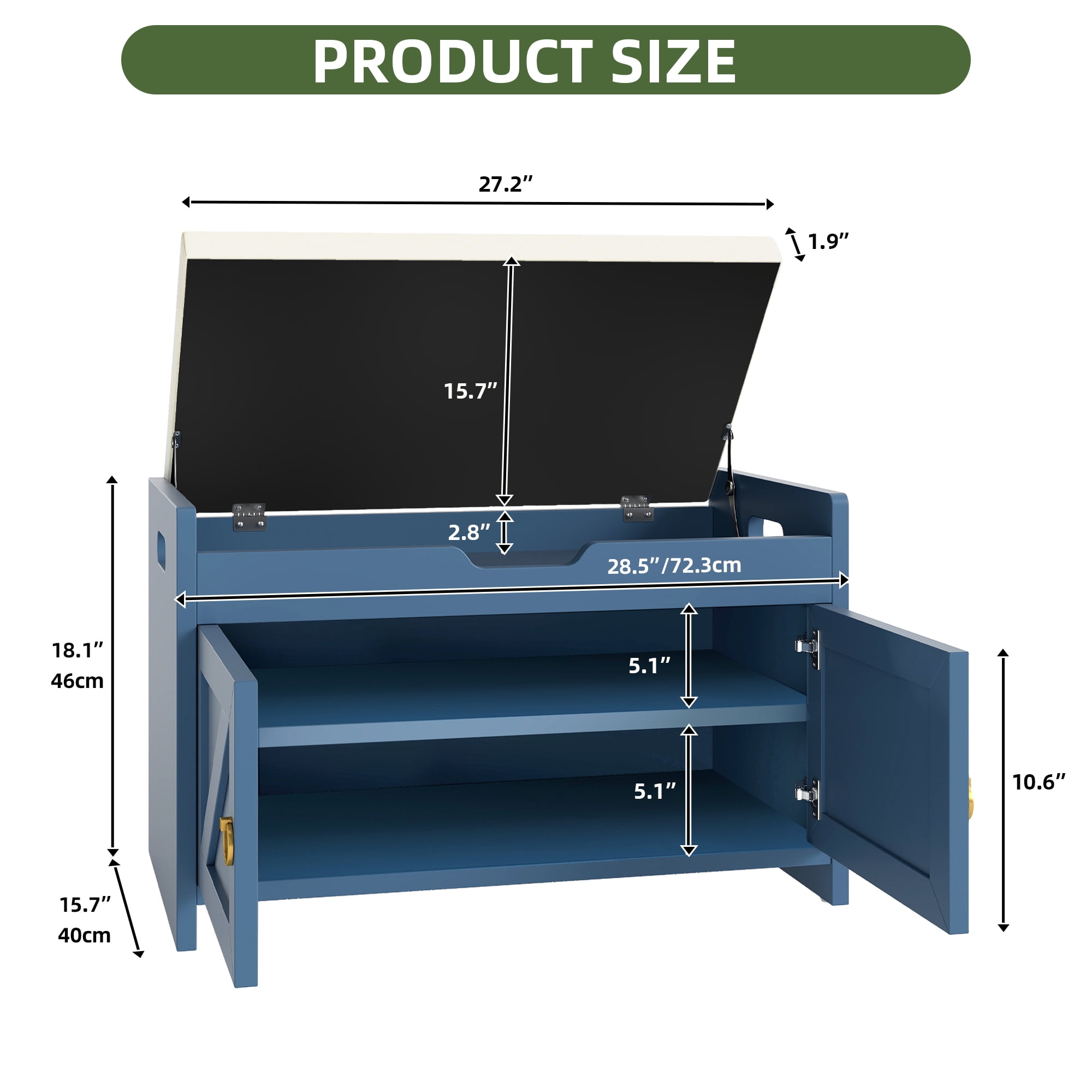 Dejiavue Shoe Bench Storage, Entryway Bench with Cushioned Seat, Wooden ...