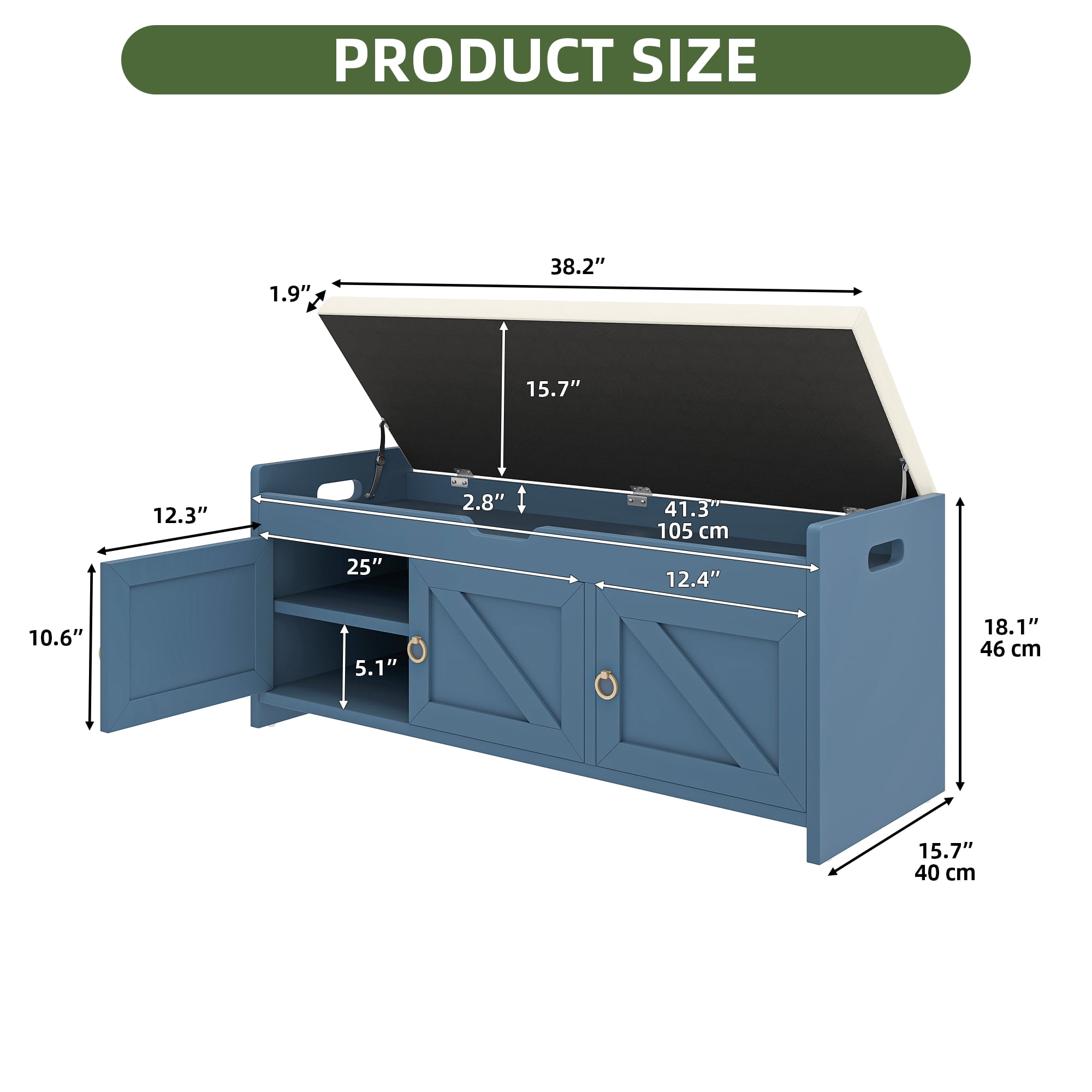 Dejiavue Shoe Bench Storage, Entryway Bench with Cushioned Seat, Wooden ...